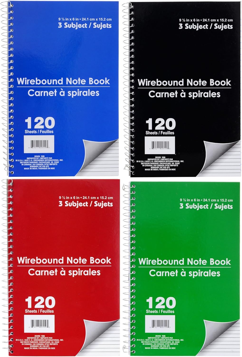 Amazon.com: JOT Three Subject, Wirebound Notebook, Wide Ruled, 120 ...