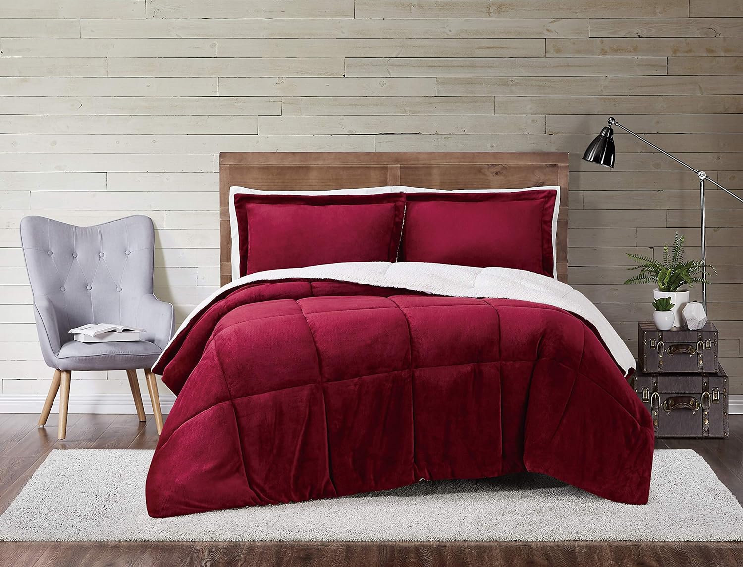 Amazon.com: TRULY SOFT Cuddle Warmth Comforter Sets Cabernet Polyester ...