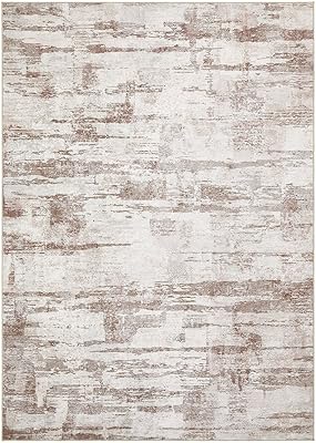 Amazon.com: Washable 9x12 Area Rugs - Neutral Modern Abstract Soft ...