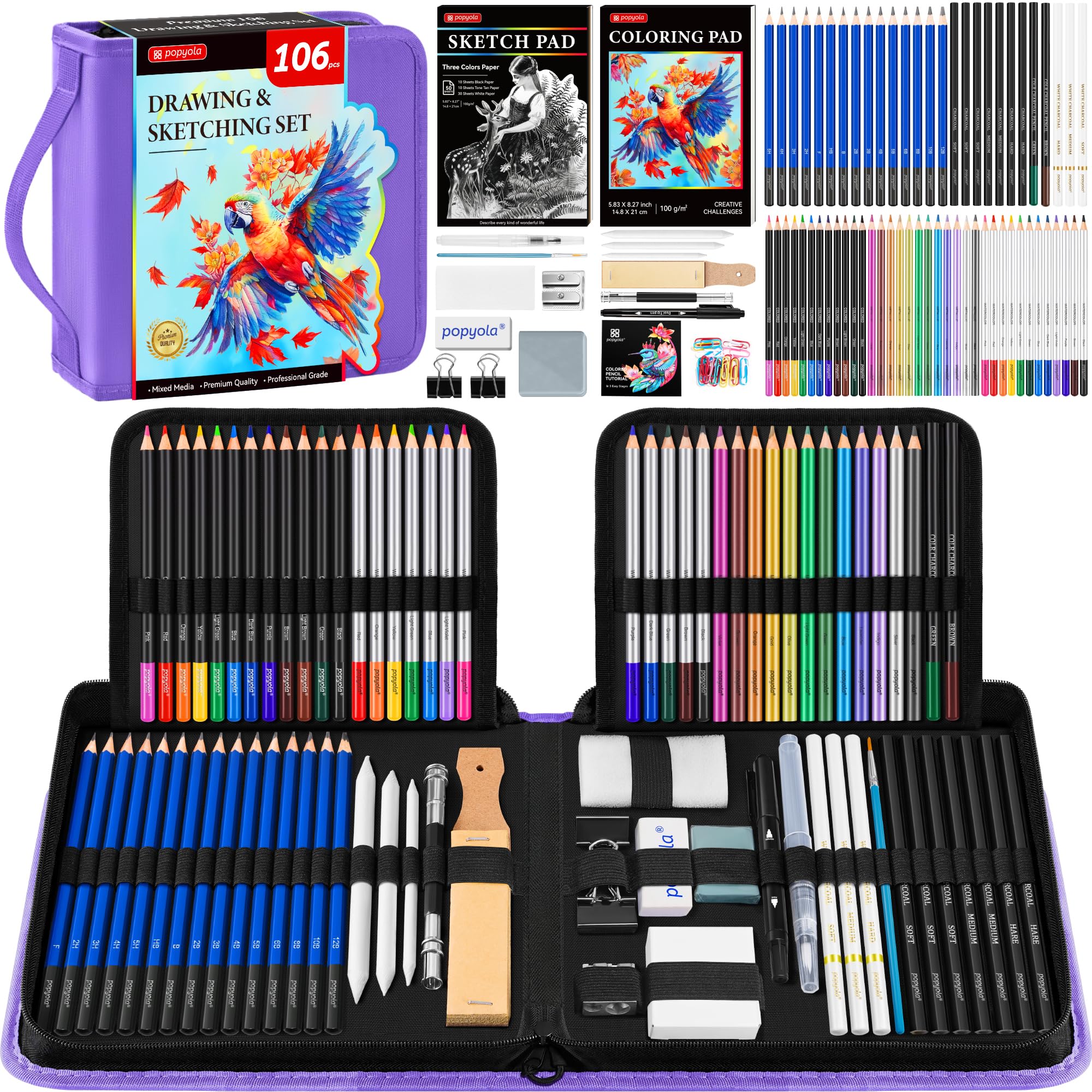 Amazon.com: 106 PCS Art Supplies Drawing Kit, Pro Drawing Supplies with ...