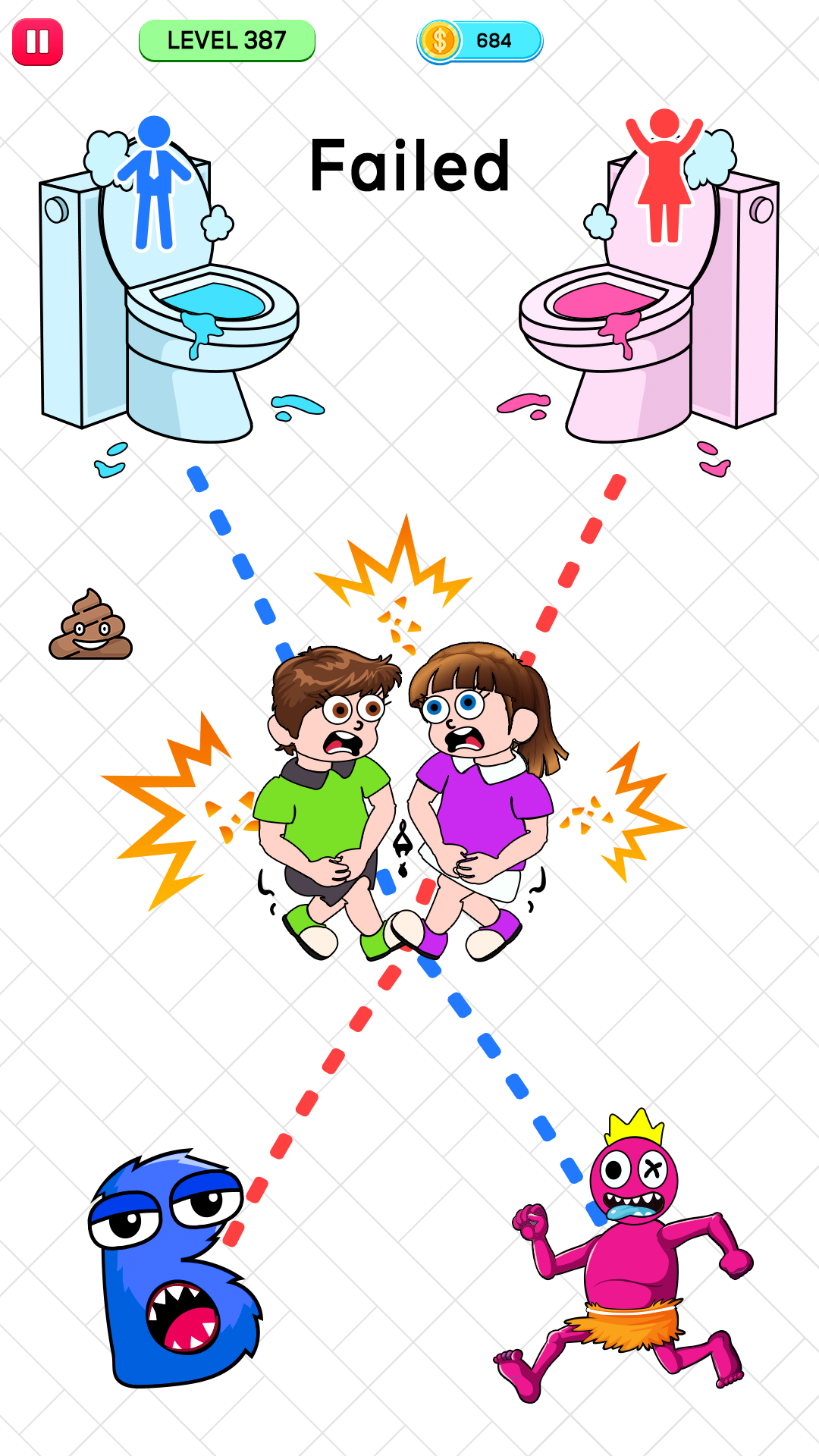 Toilet Monster Rush Race to Draw Puzzle Toilet Game for Poop race Pee ...