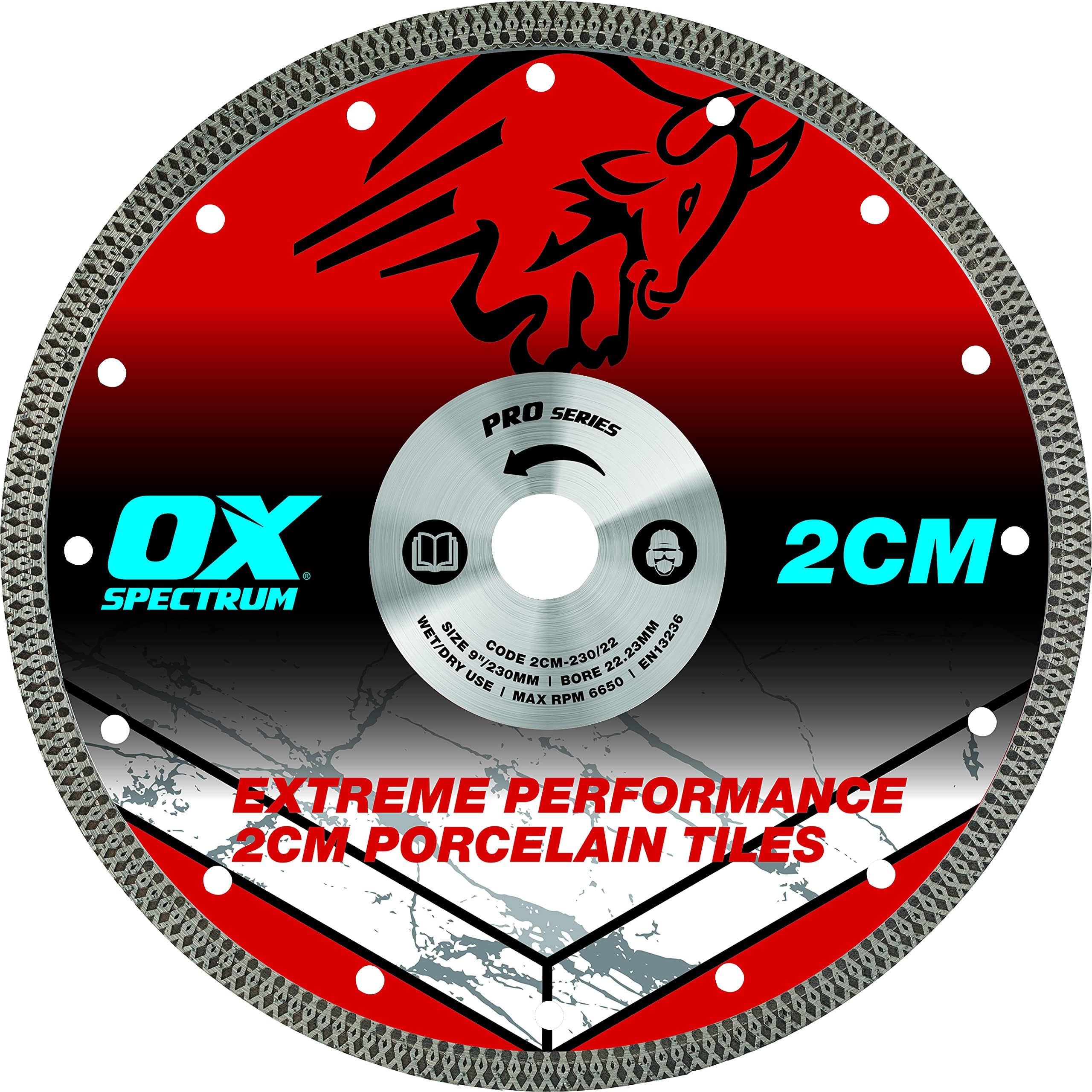 OX Pro 2CM Porcelain Cutting Blade - 230/22.23mm, Blue : Amazon.co.uk ...