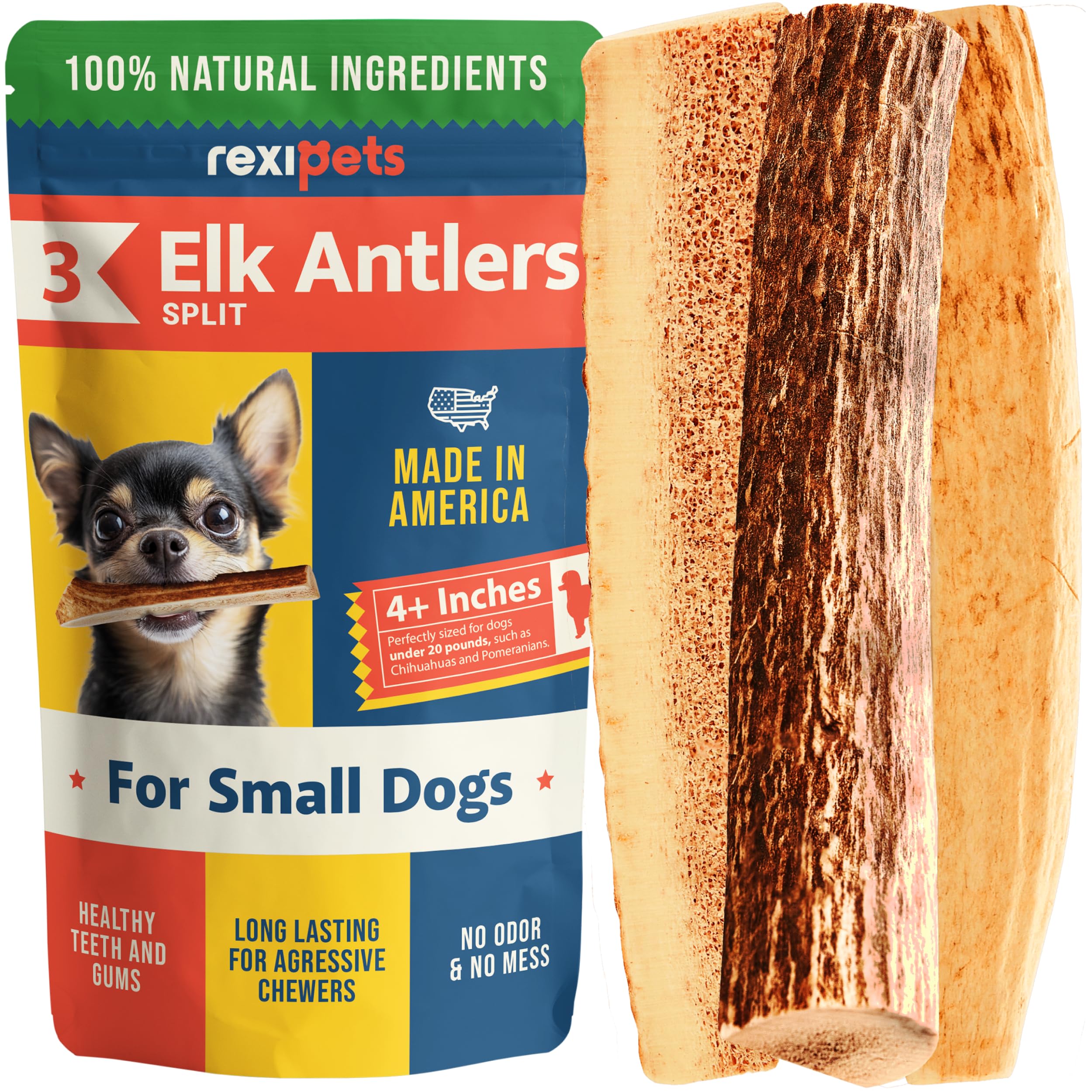 Amazon.com : 100% Natural - Split Antlers for Dogs ( 3pack ...