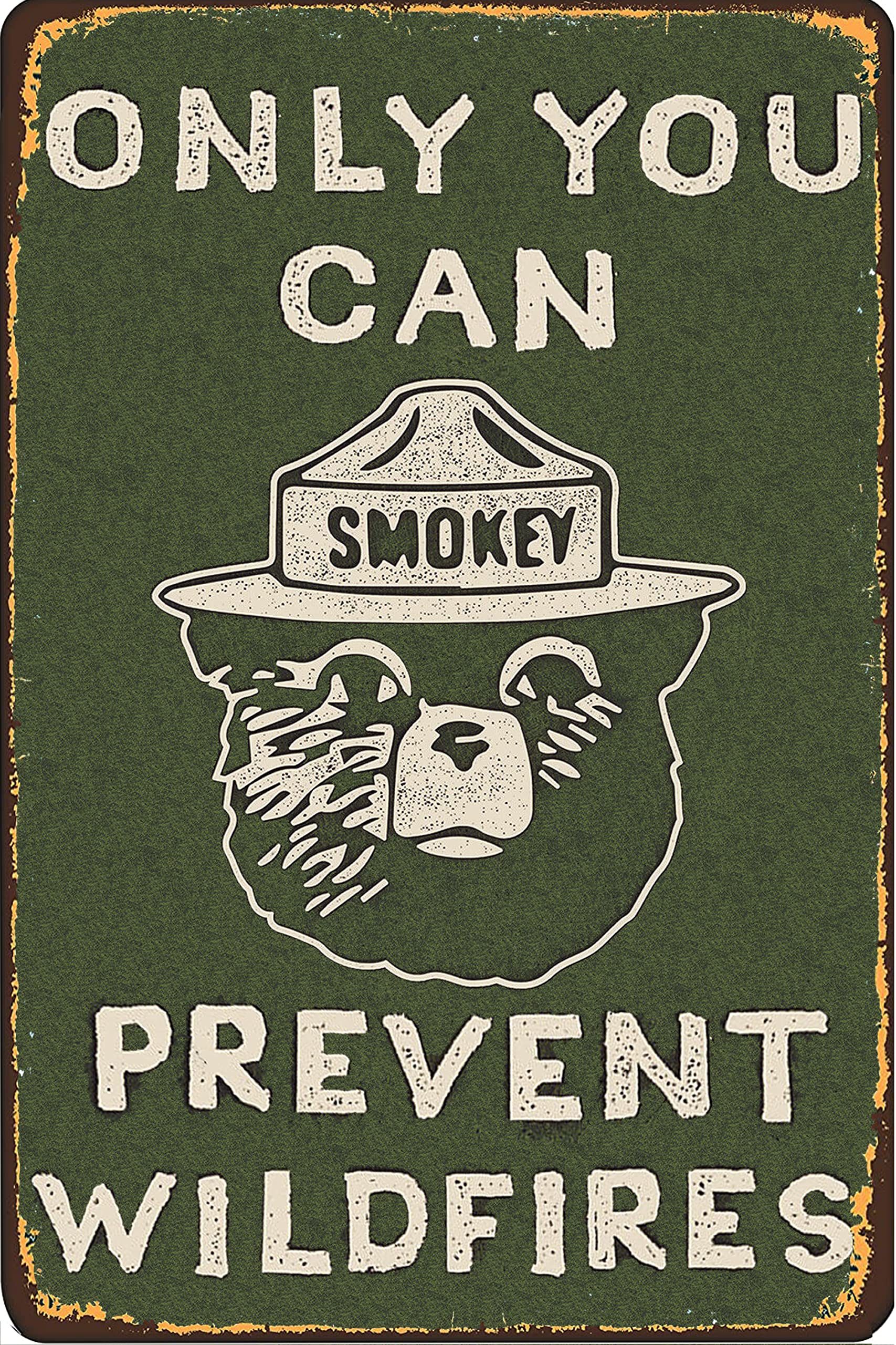 Amazon.com: CCPARTON Vintage Metal Sign Smokey Bear Retro Metal Tin ...