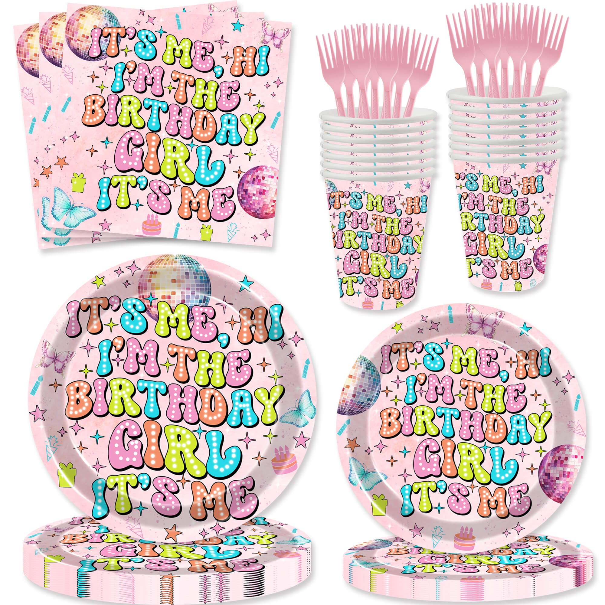 Amazon.com: 100 Pcs Its Me Hi Im The Birthday Girl Its Me Decorations ...