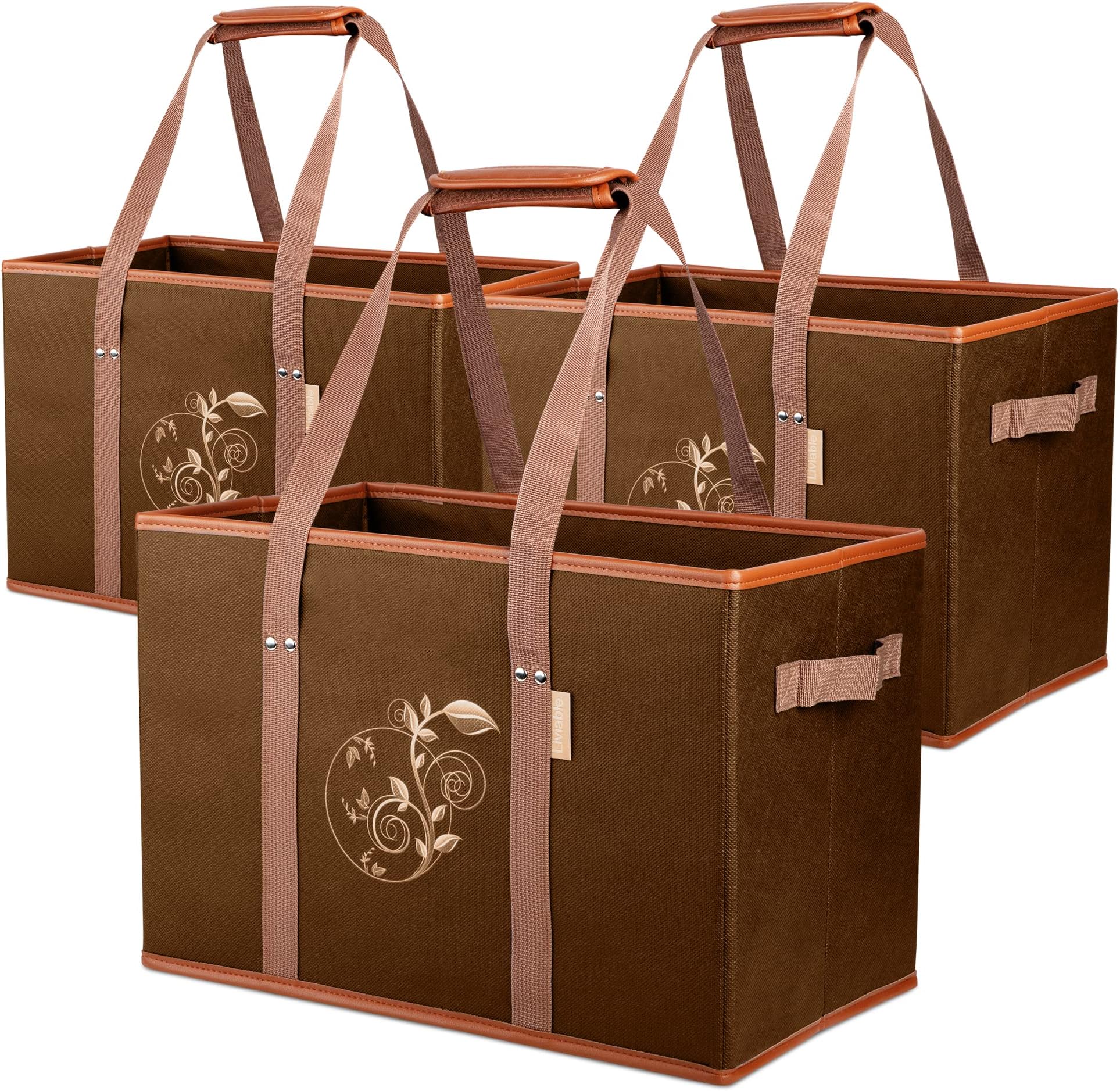 Amazon.com: Liviable 3pc, Large Reusable Sturdy Heavy Duty Grocery Box ...
