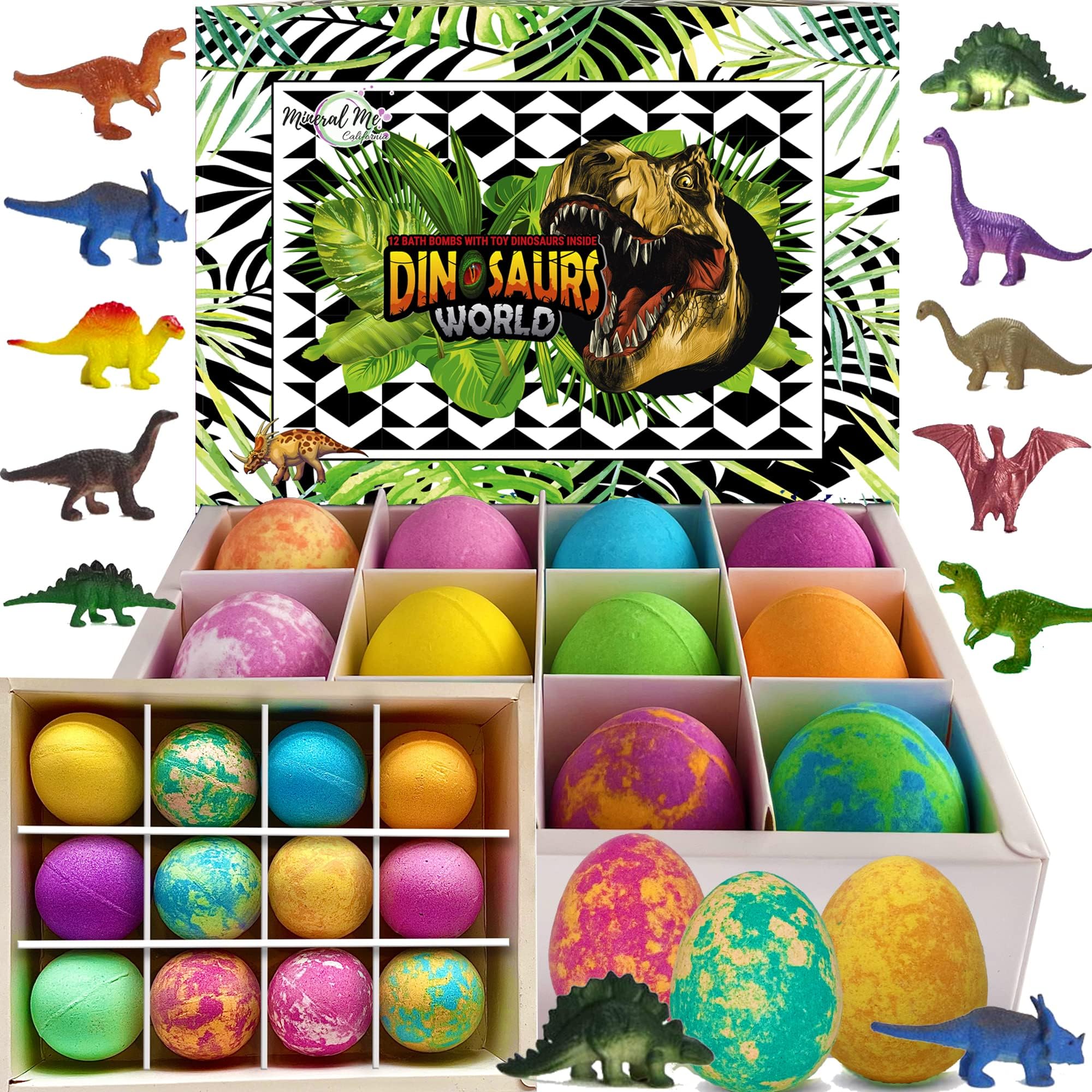 Amazon.com: Bath Bombs for Kids with Surprise Inside - 12 Dinosaur Bath ...