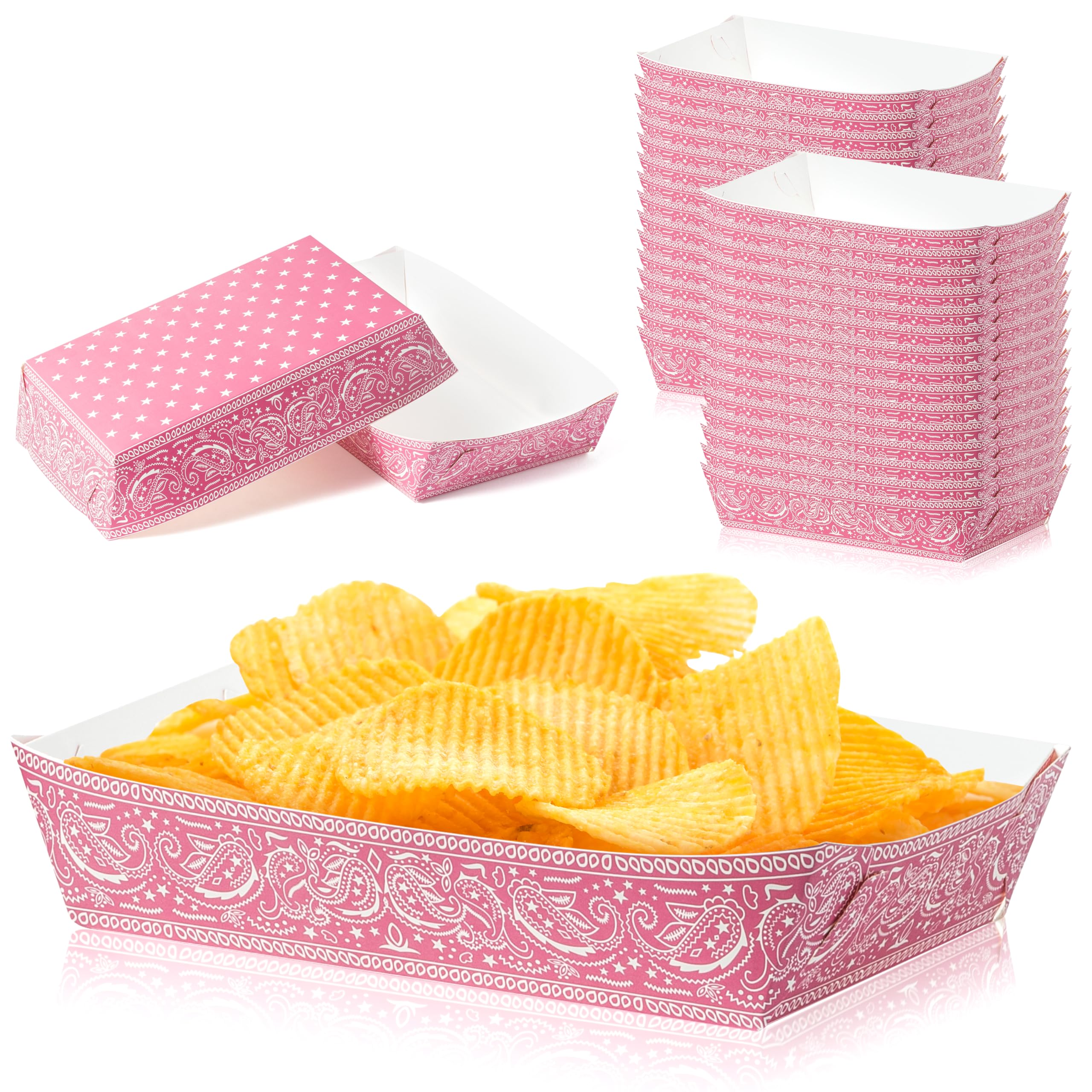 Amazon.com: DMdaiwozou Pink Bandana Paper Food Trays - 50Pcs Western ...