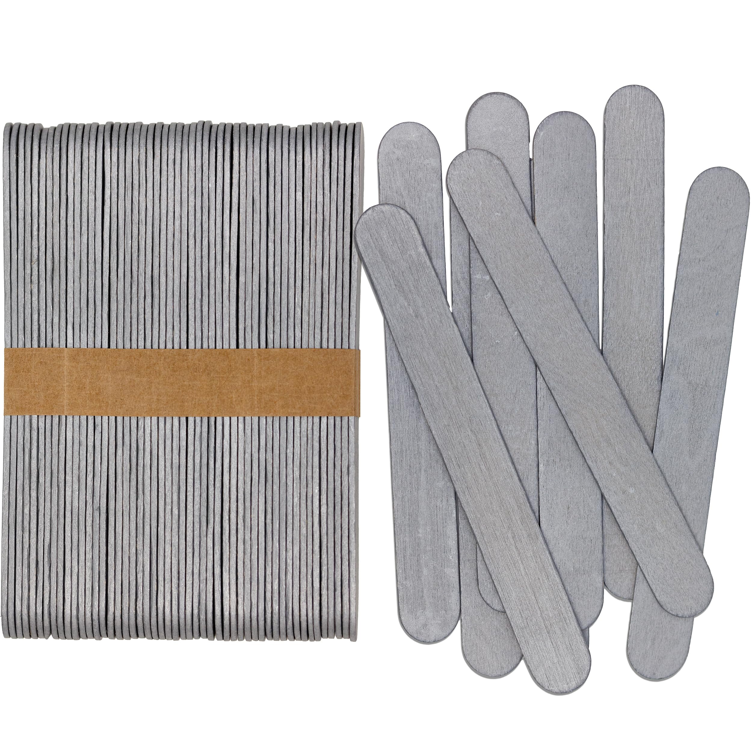 Amazon.com: CraftySticks- 100 Pack Silver Metallic Color Painted Wood ...