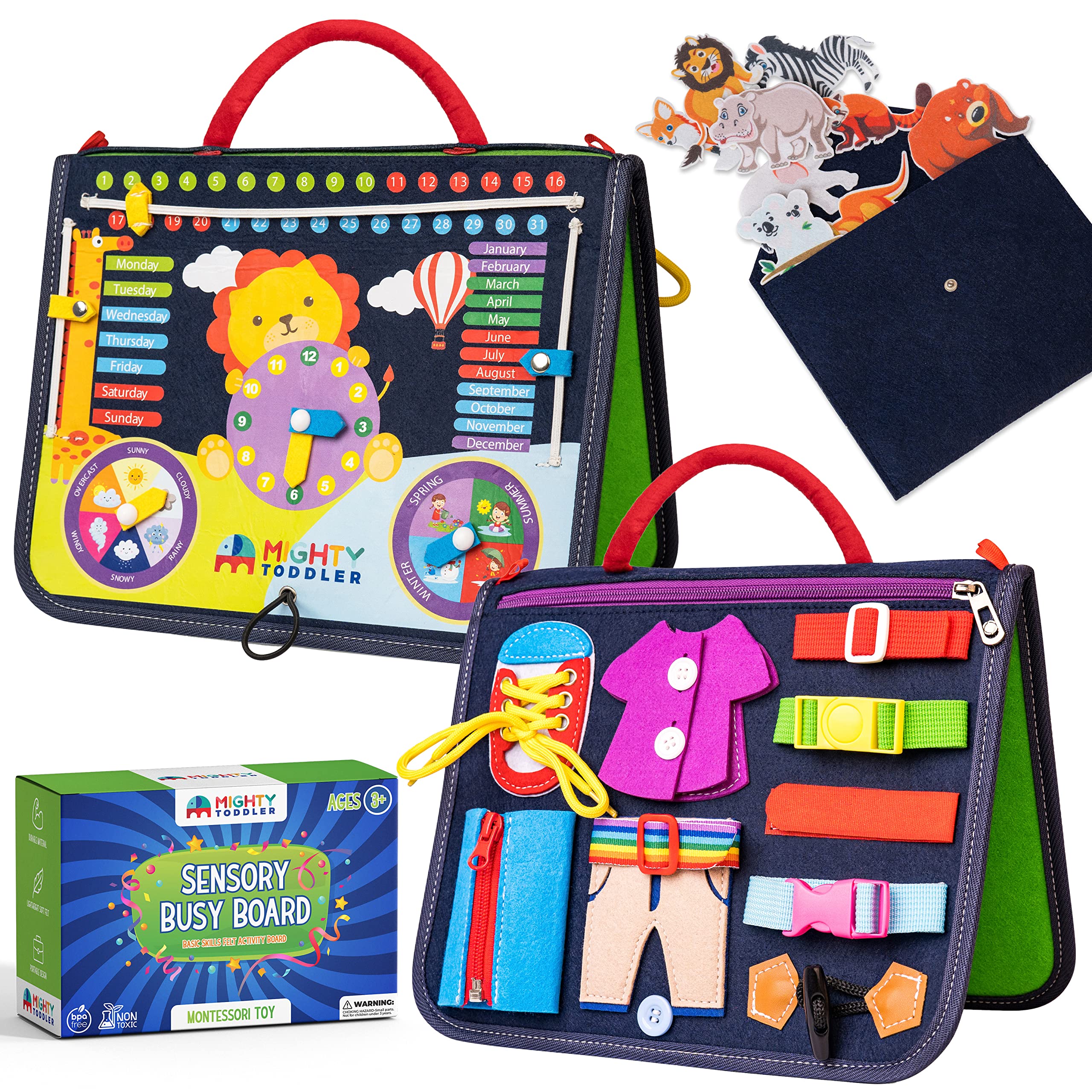 Buy Mighty Toddler Busy Board for 3 Year Old Plus. Sensory Board with ...