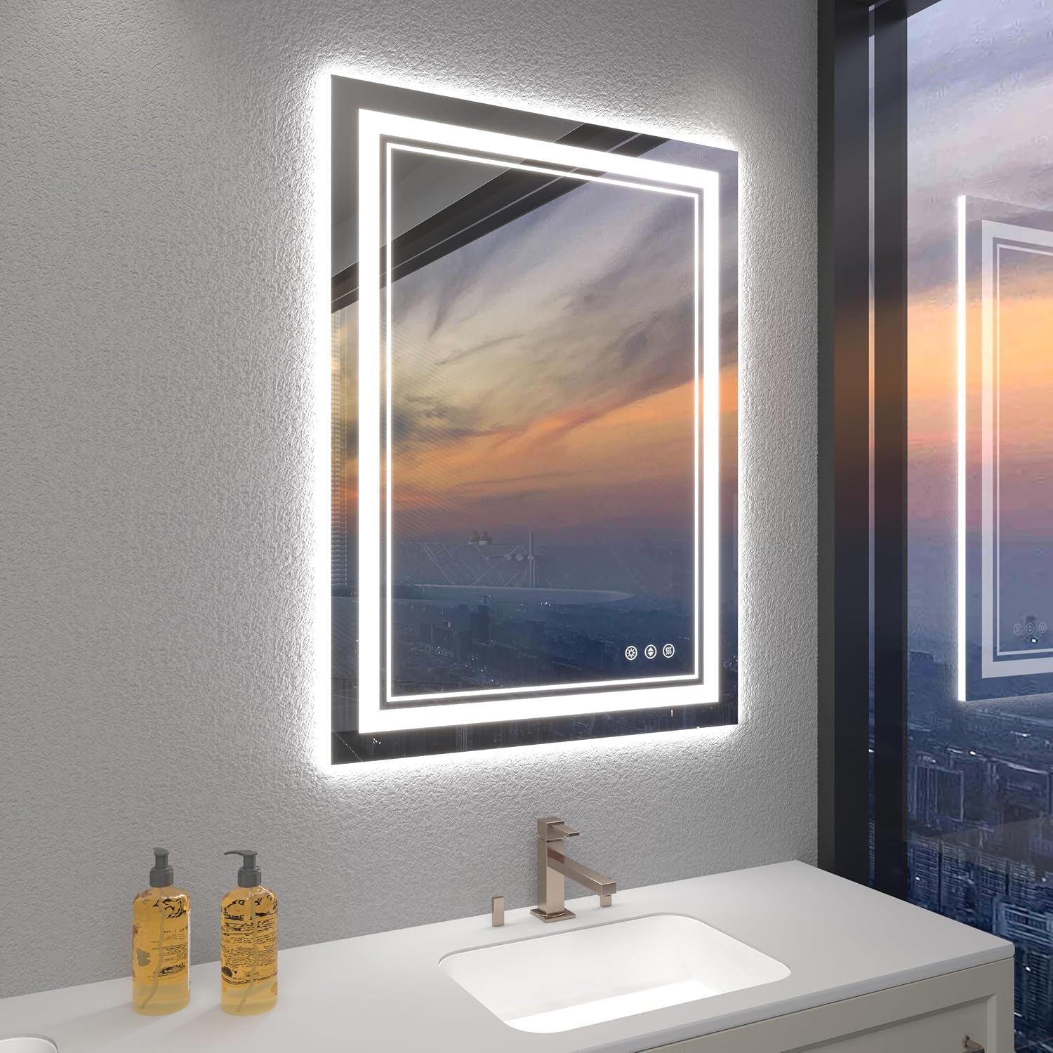 Amazon.com: 24x32 Inch LED Mirrors for Bathroom, Threefold Brightness 2 ...
