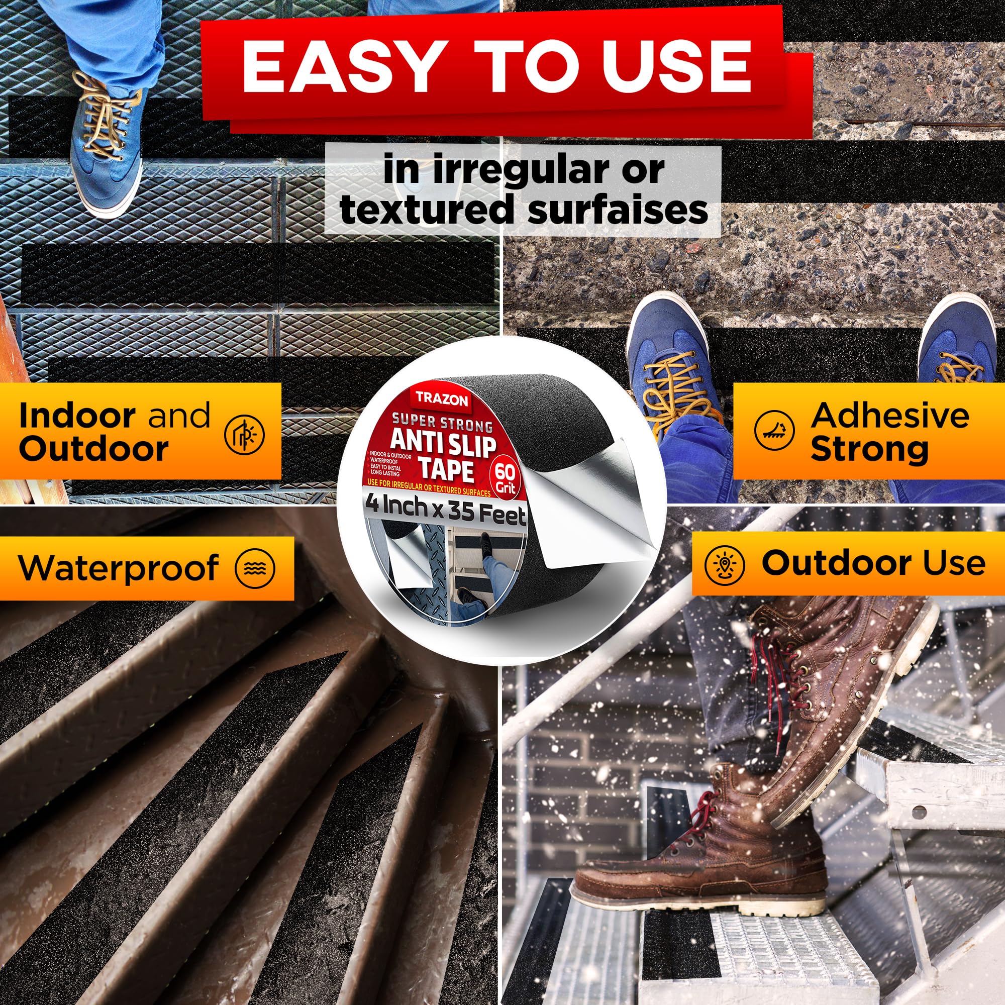 Snapklik.com : Trazon Grip Tape - Heavy Duty Anti Slip Tape