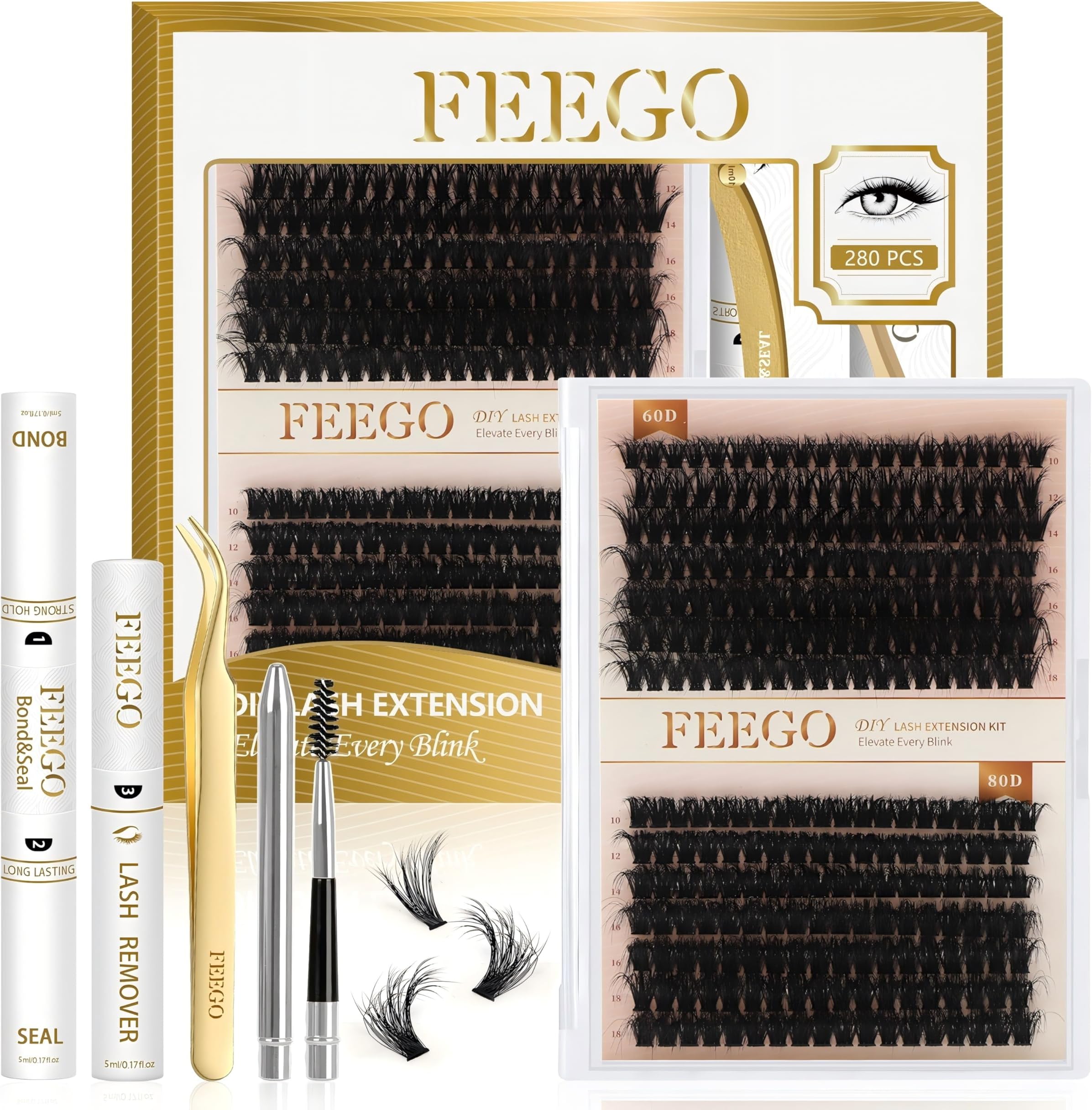 Amazon.com: FEEGO Fluffy Eyelash Extensions Kit With Cluster Lashes ...