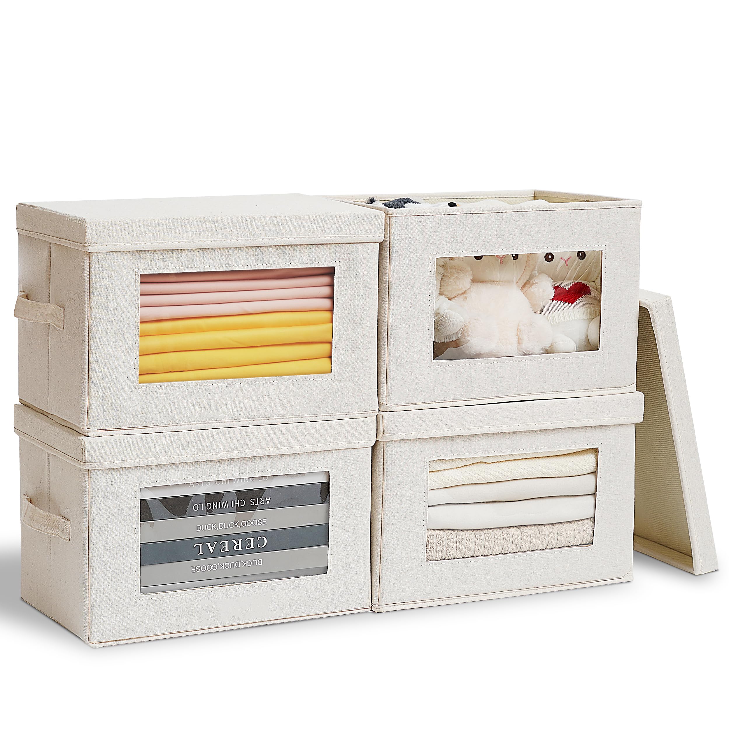 Amazon.com - Citylife 4-Pack Storage Bins with Lids, Fabric Foldable ...