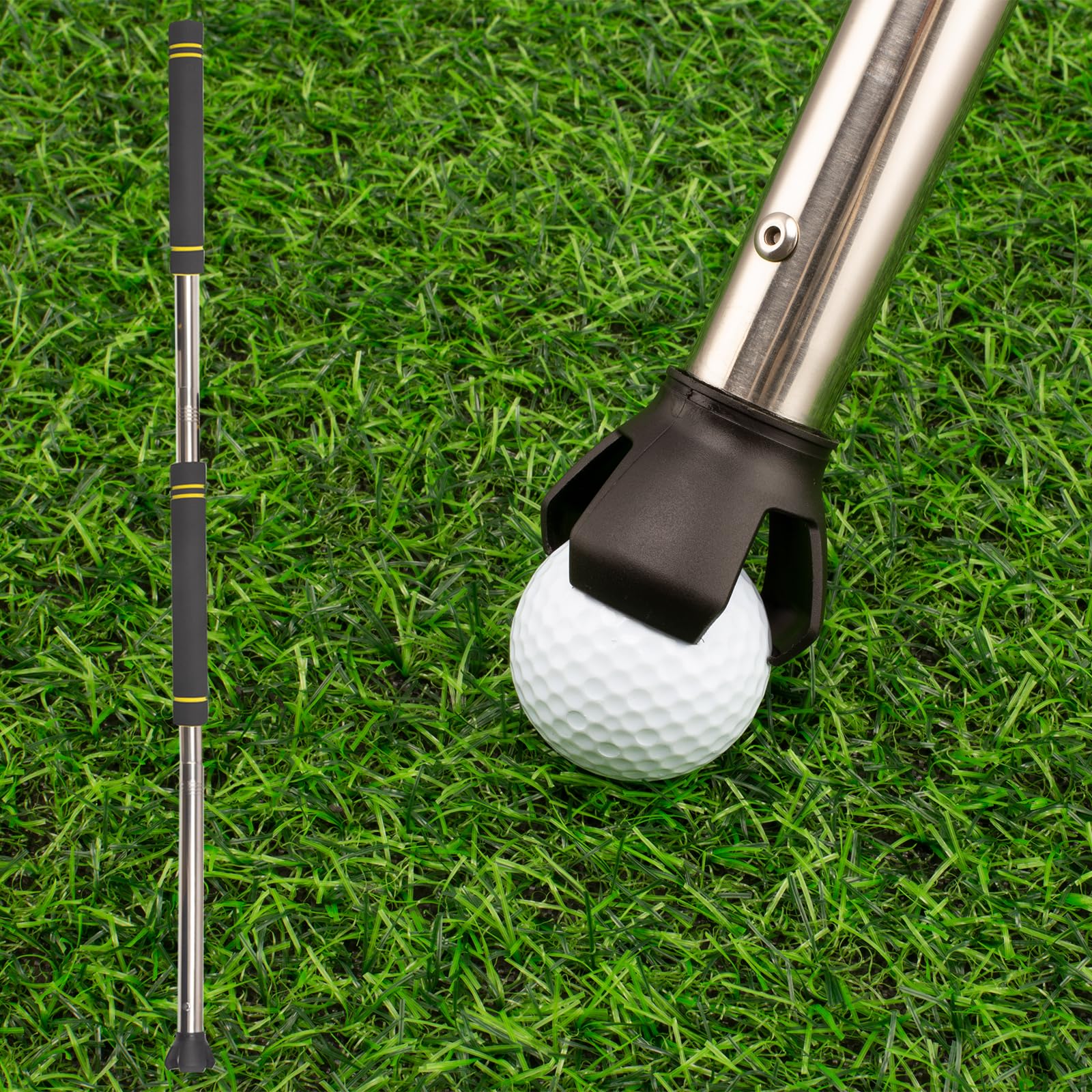 Golf Ball Retriever Grabber Pick Up,Back Saver Claw Put On Putter Grip ...