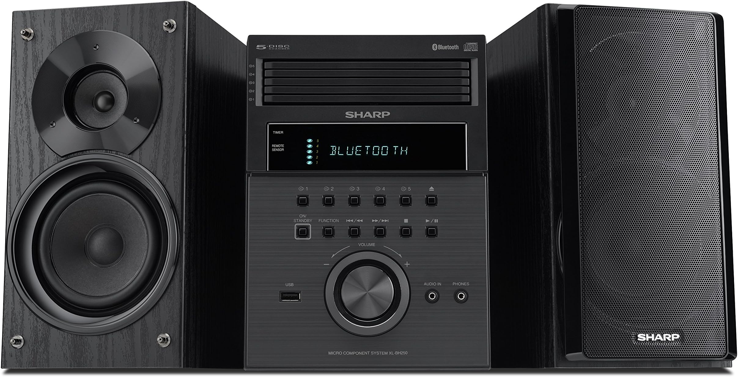 Sharp XL-BH250 Sharp 5-Disc Micro Shelf Executive Speaker System with ...
