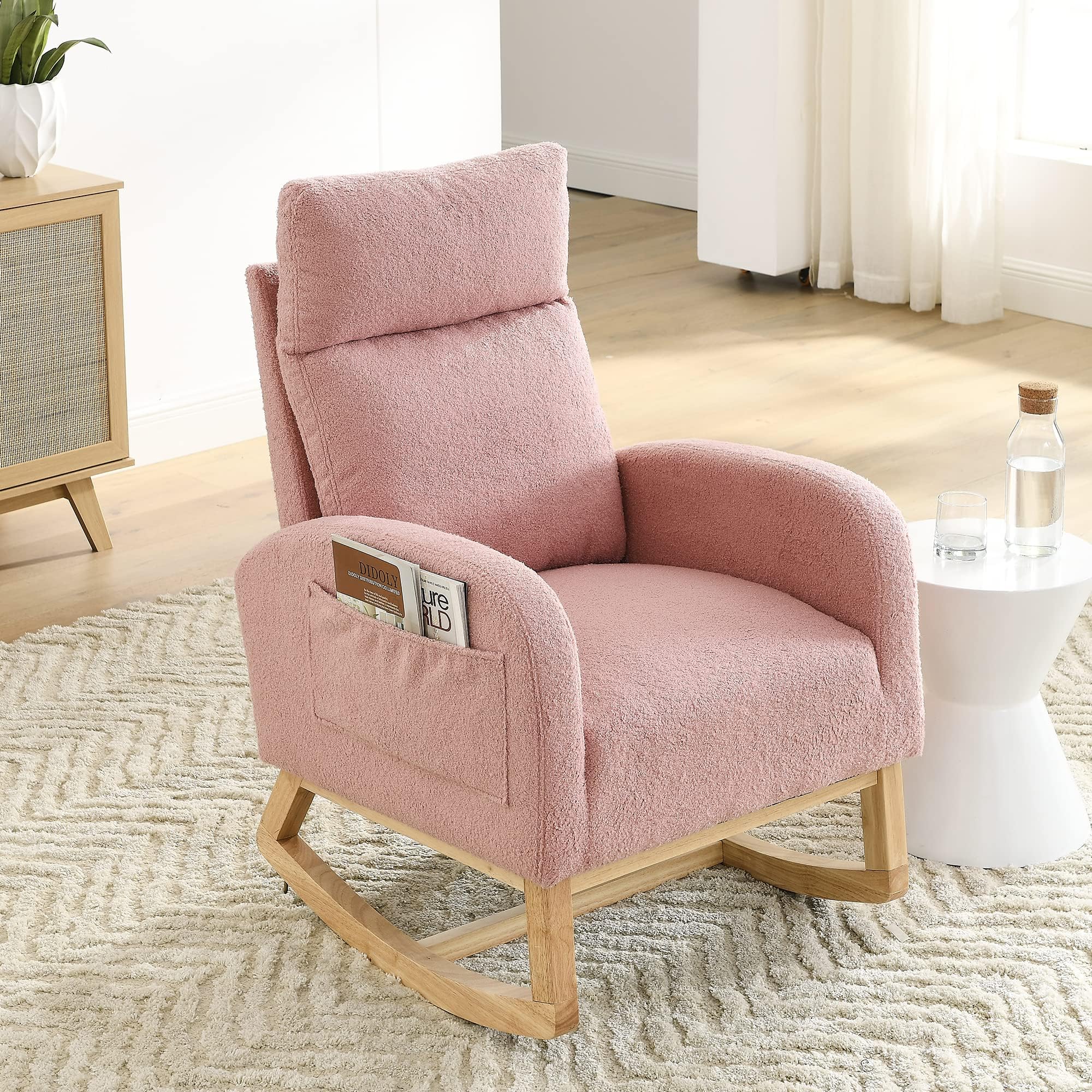 Amazon.com: Rocking Glider Chair for Nursery, Wingback Accent Rocker ...