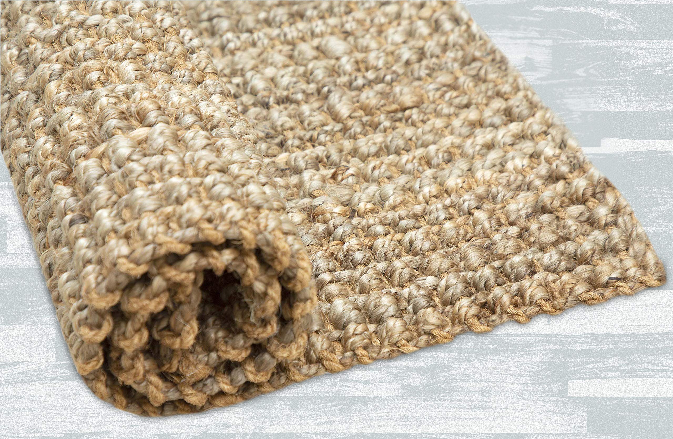 Irongate Classic Jute Solid Handwoven Reversible Ribbed Jute Area Rug ...