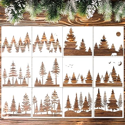 Amazon.com : Sitsink Forest Large Painting Stencils - 12 Pcs Mountain ...