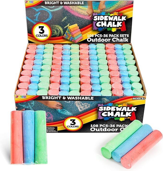 Amazon.com: JOYIN 108 PCS Sidewalk Chalk Set in 36 Count, 3 Assorted ...