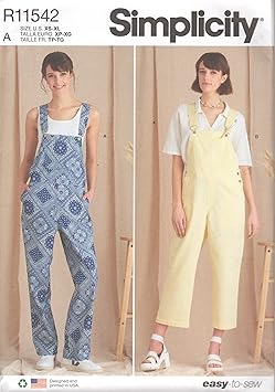 Amazon.com: Simplicity by Design Sewing Pattern R11542 Misses' Overalls ...