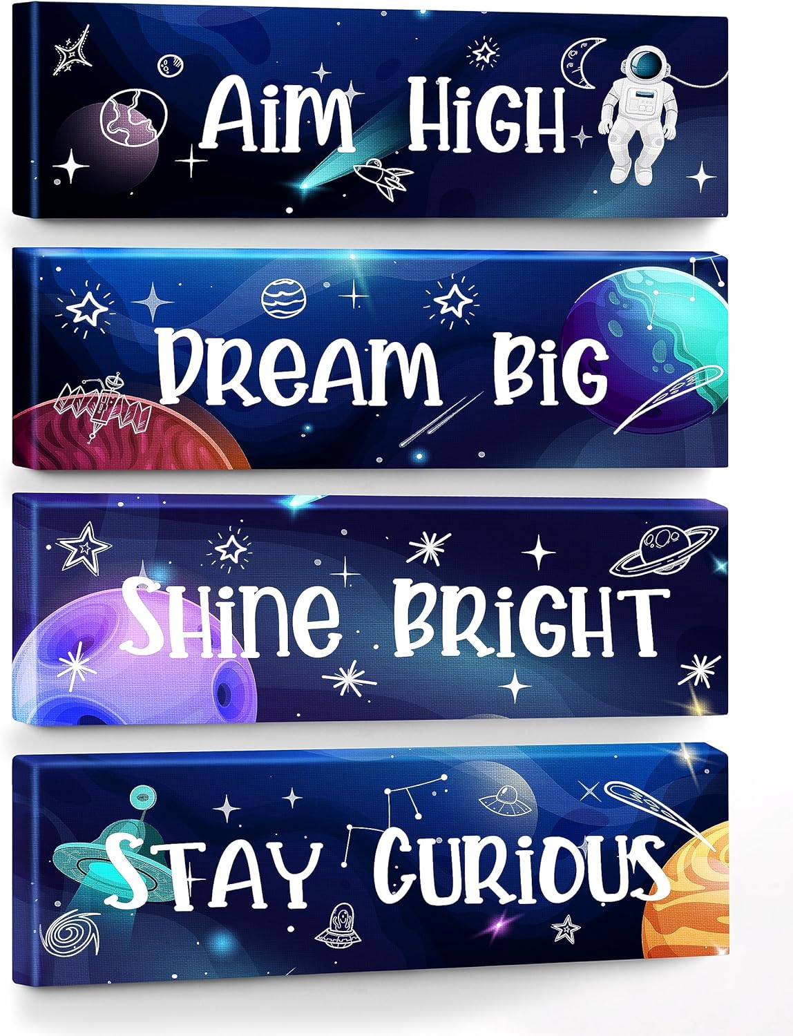 Amazon.com: 4 PCS Outer Space Room Decor for Boys, Space Wall Decor ...