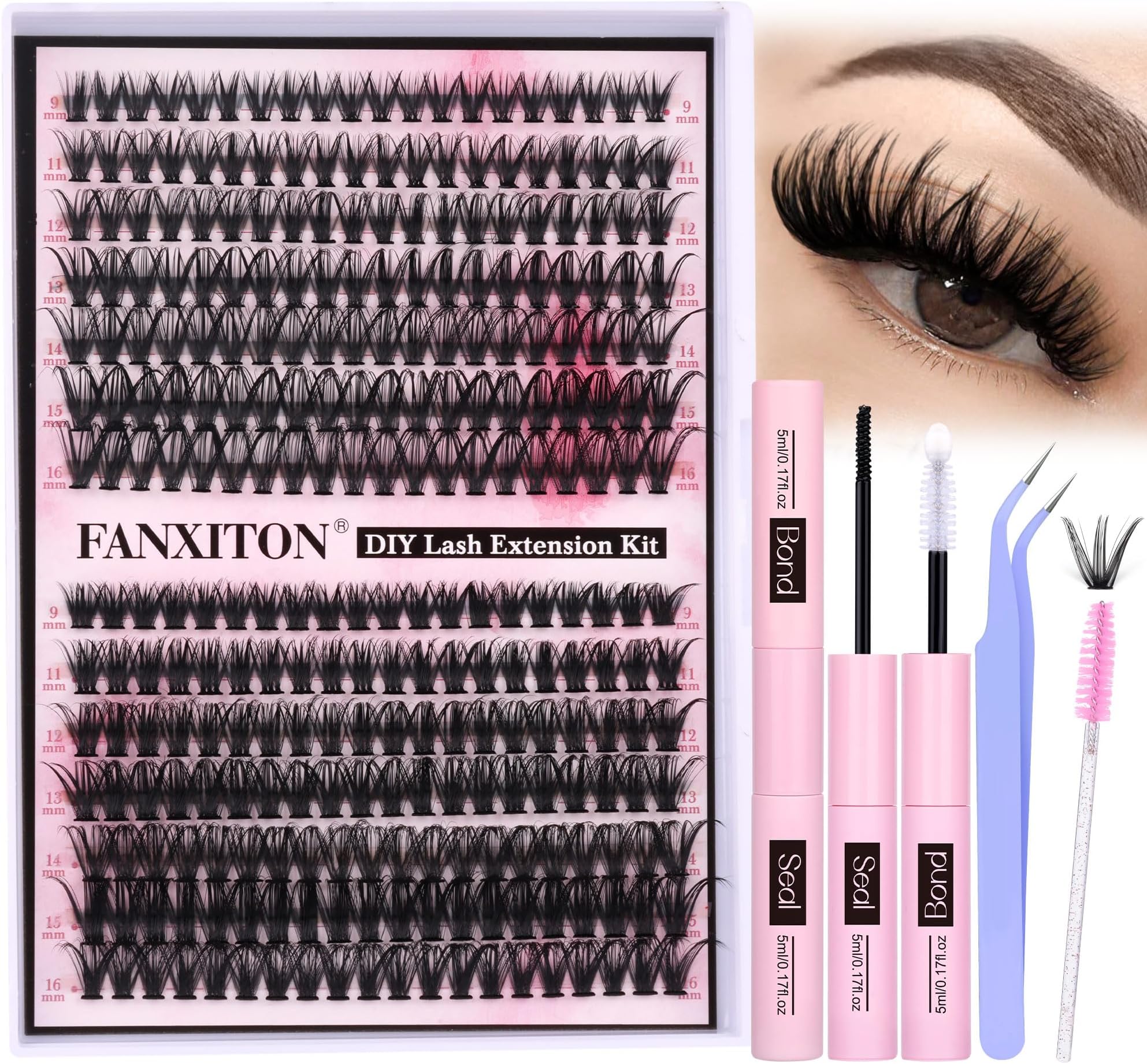 Amazon.com: Cluster Lashes 240pcs 40D DIY Eyelash Extension D Curl Long ...
