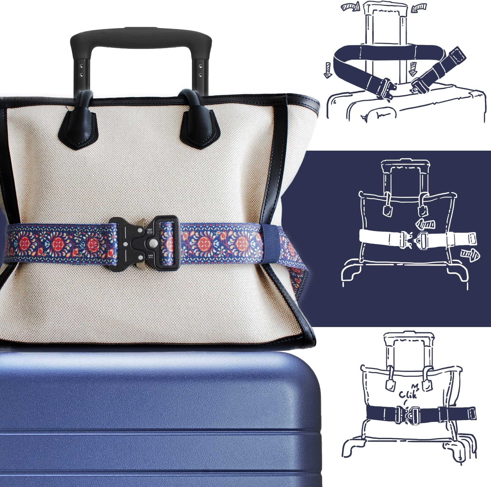 Amazon.com: Travel Belt for Luggage - Stylish & Adjustable Add a Bag ...