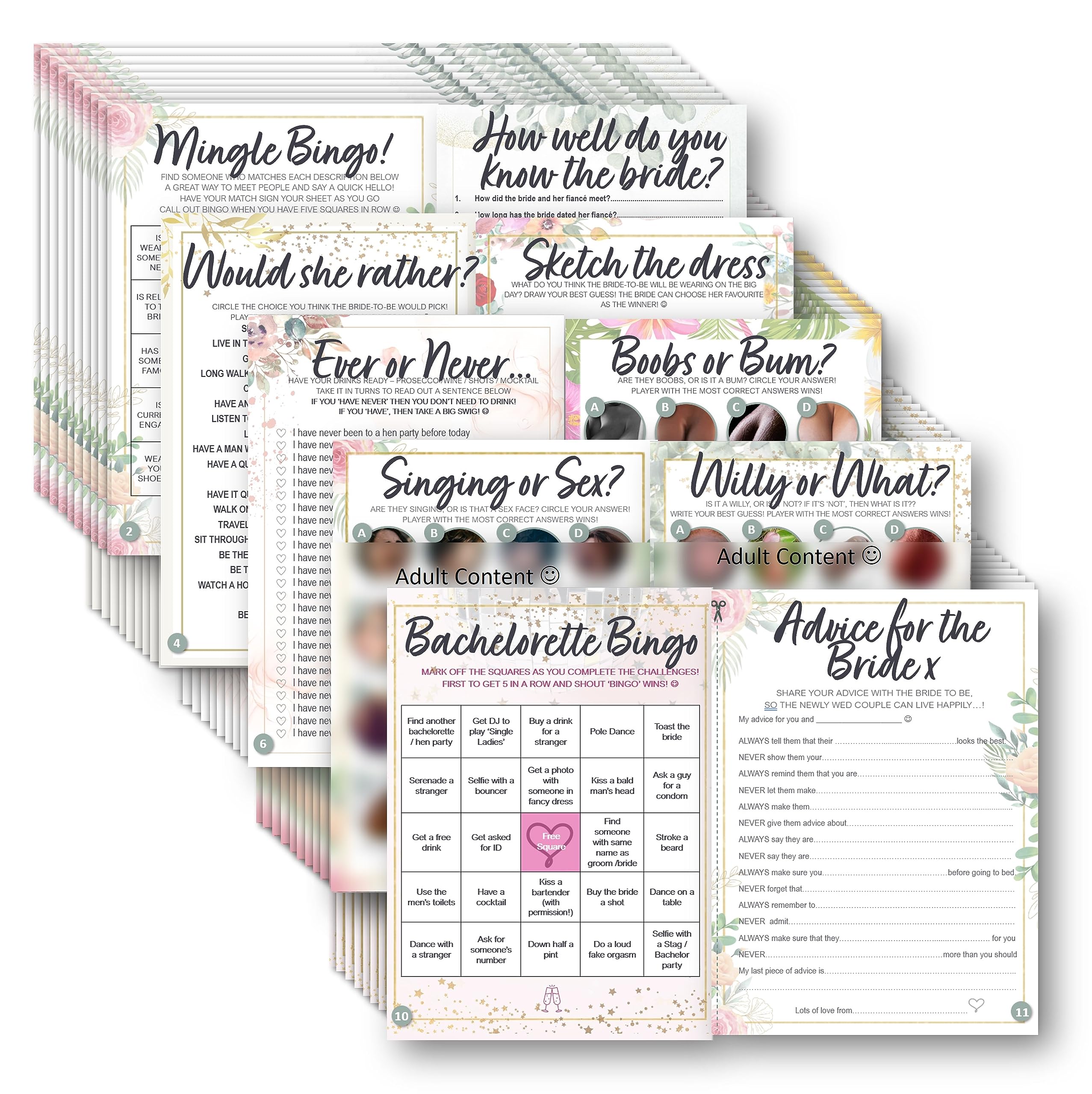 Hen Party Games for Hen do. 100 Game Total – 10 Games for Each Hen ...