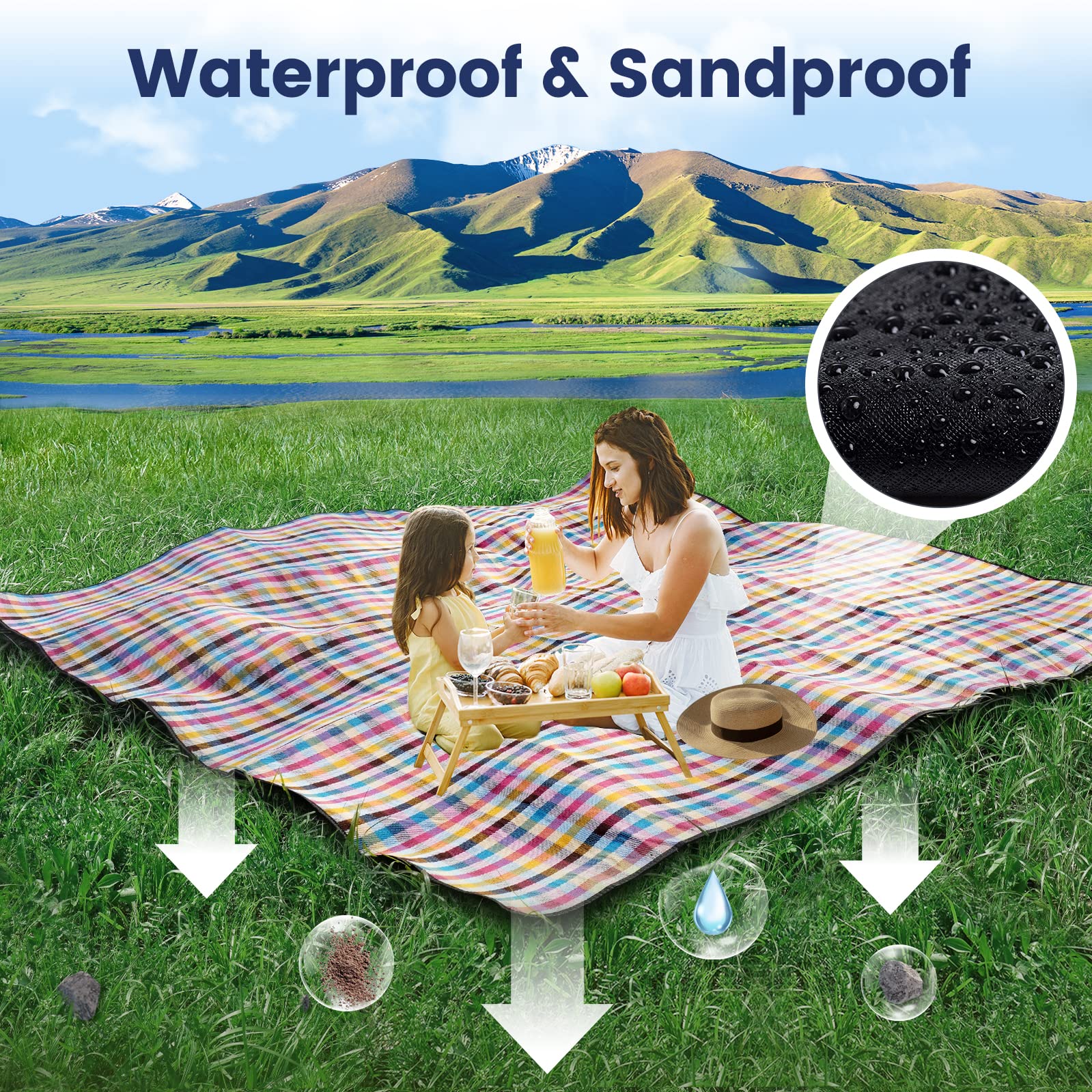 Snapklik.com : Sapsisel 80”x 80” Picnic Blanket Extra Large, Beach ...