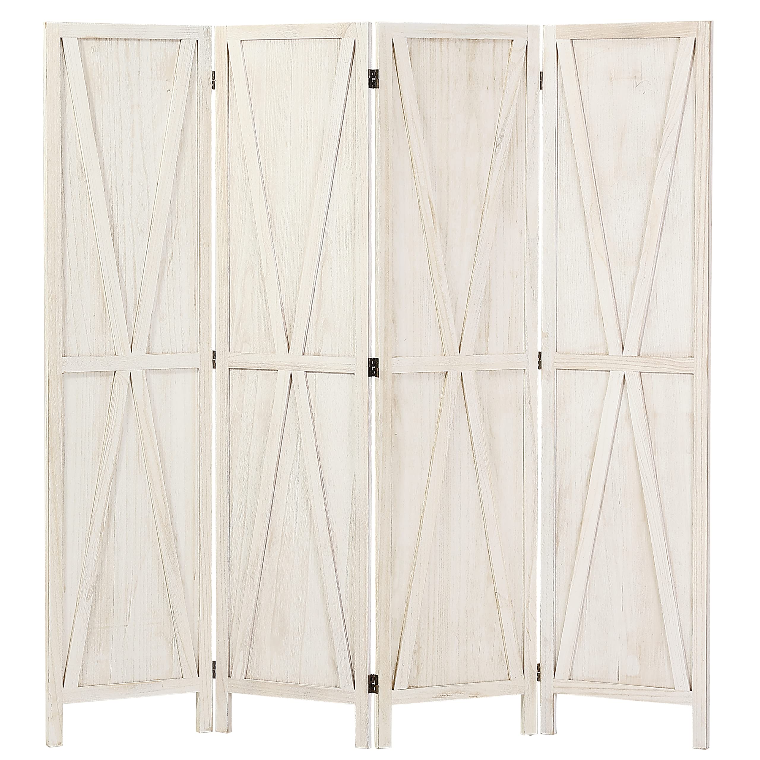 Buy iVilla 5.8 Ft Tall Wood Room Divider, 4 Panel Rustic Folding ...