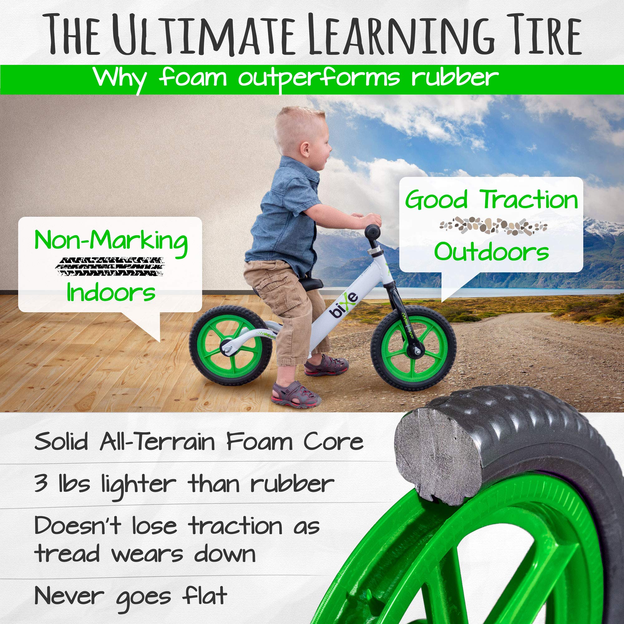 Buy Bixe: Green (Lightweight - 4LBS) Aluminum Balance Bike for Kids and ...