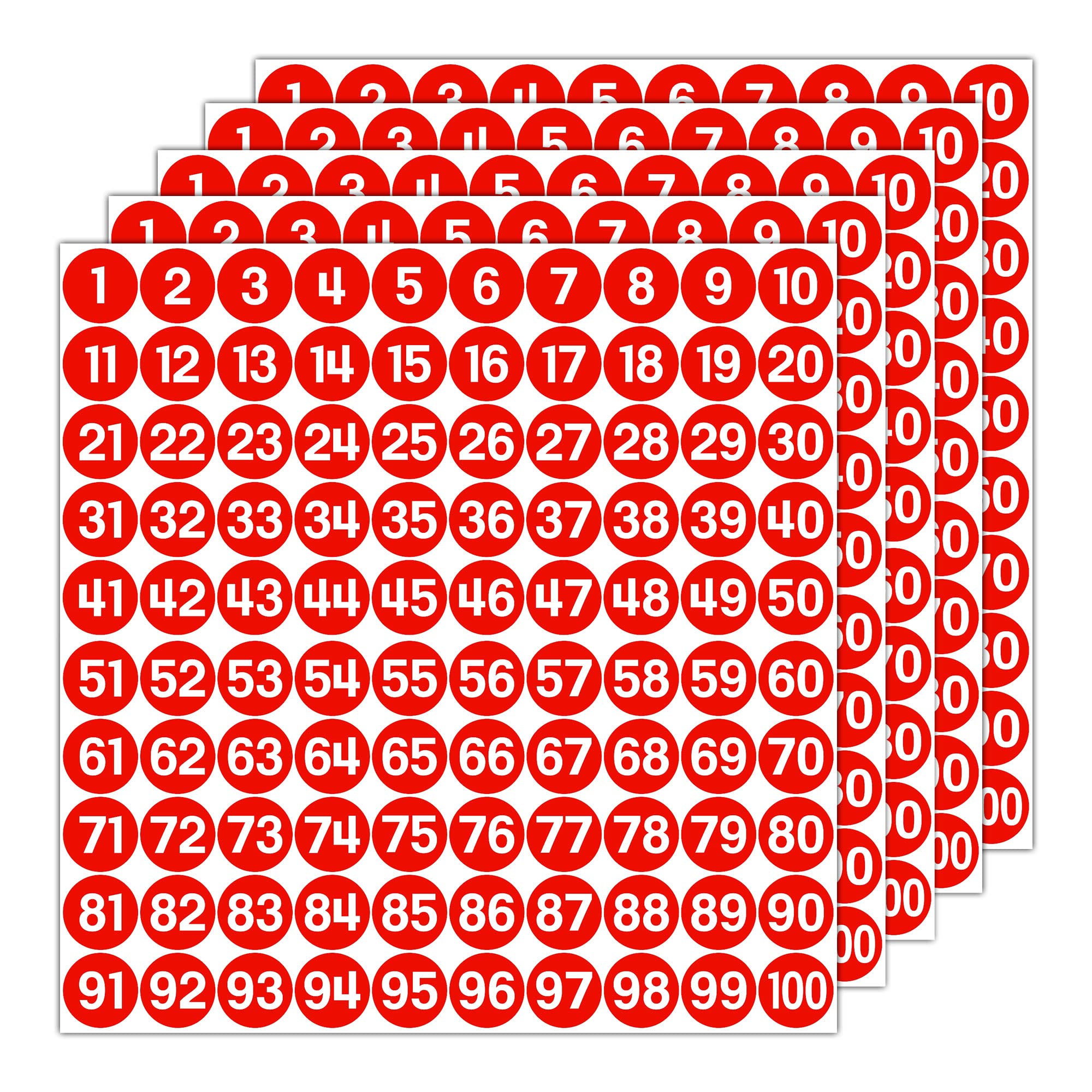 GamesMonkey – Labels Numbers Stickers Circles – Red – from 1 to 100 ...