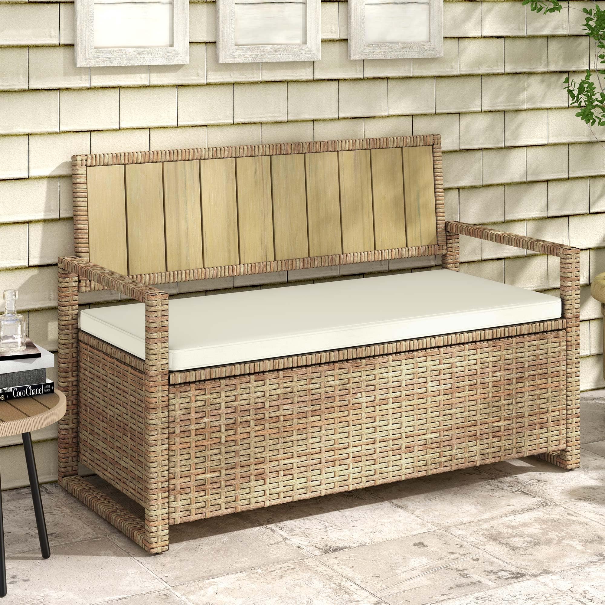 DWVO 70 Gallon Outdoor Storage Bench, Weather-Resistant Deck Box Bench ...