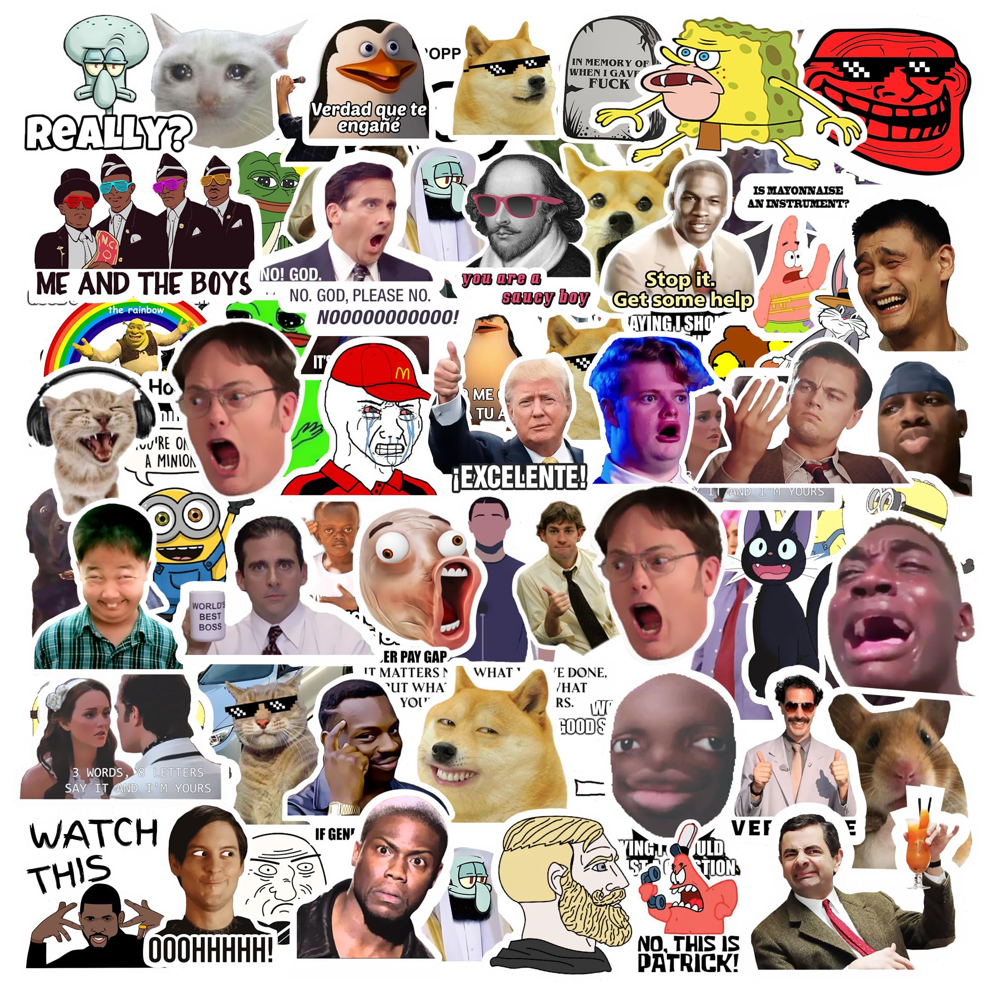 Trueflair Pack of 302 Meme Vinyl Stickers, Random Designs, for Laptop ...