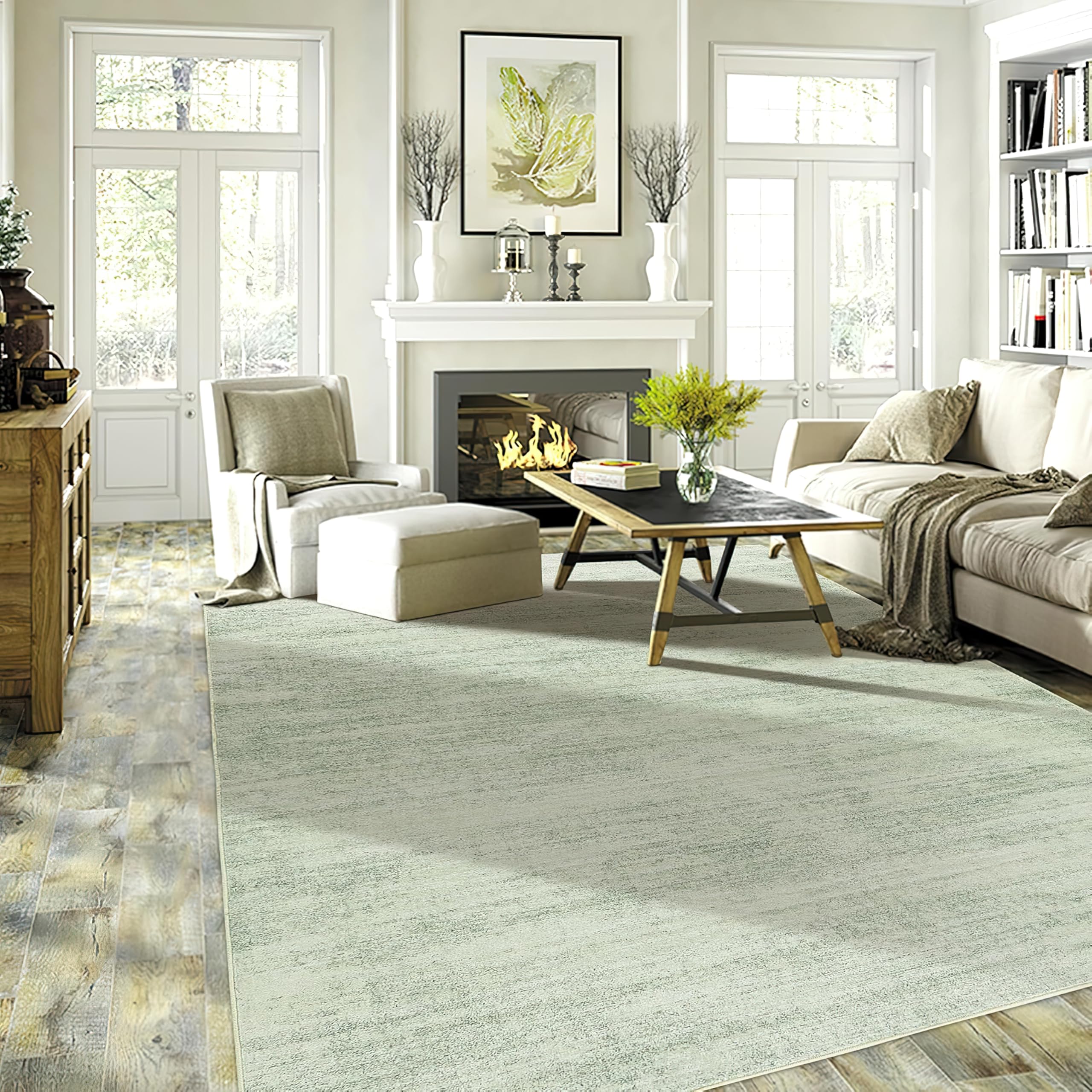 Amazon.com: BILEEHOME Sage Green Area Rug 5x7,Boho Abstract Washable ...