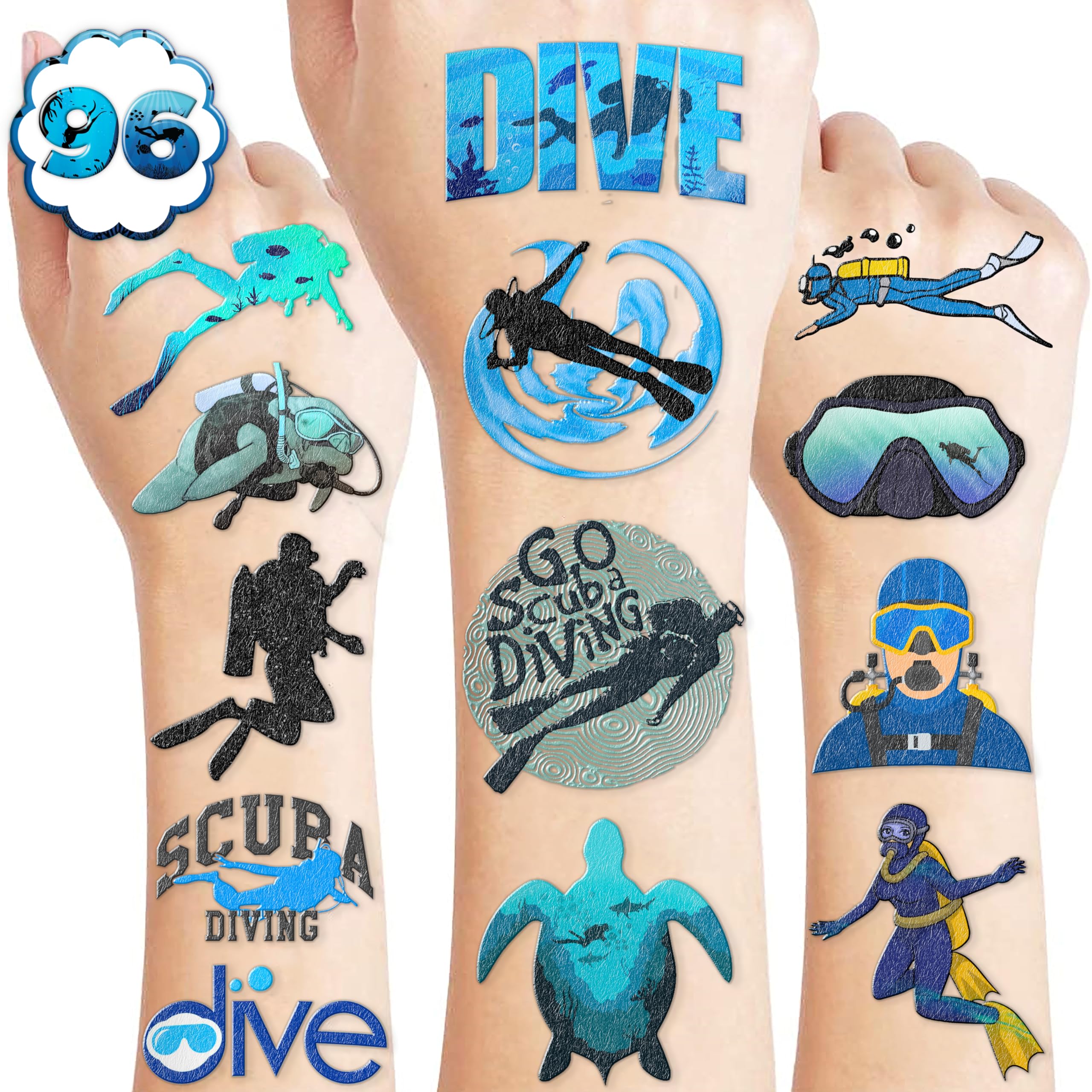 Amazon.com : 100PCS Cool Scuba Diving Temporary Tattoos Stickers Ocean ...