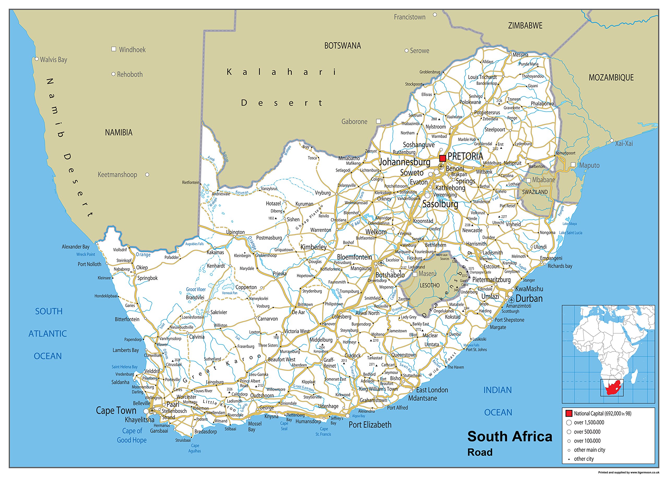 Www Map Of South Africa South Africa Karte | Wandkarten Für