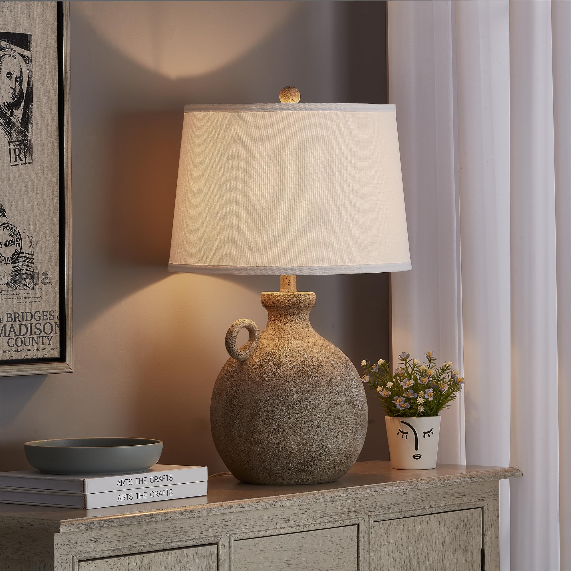 Maxax 24' Farmhouse Table Lamp for Bedroom with USB Charging Port, 3 ...