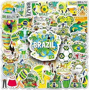 Amazon.com: Nation: Brazil Stickers, 50PCs, Brazilian Vinyl Decals ...