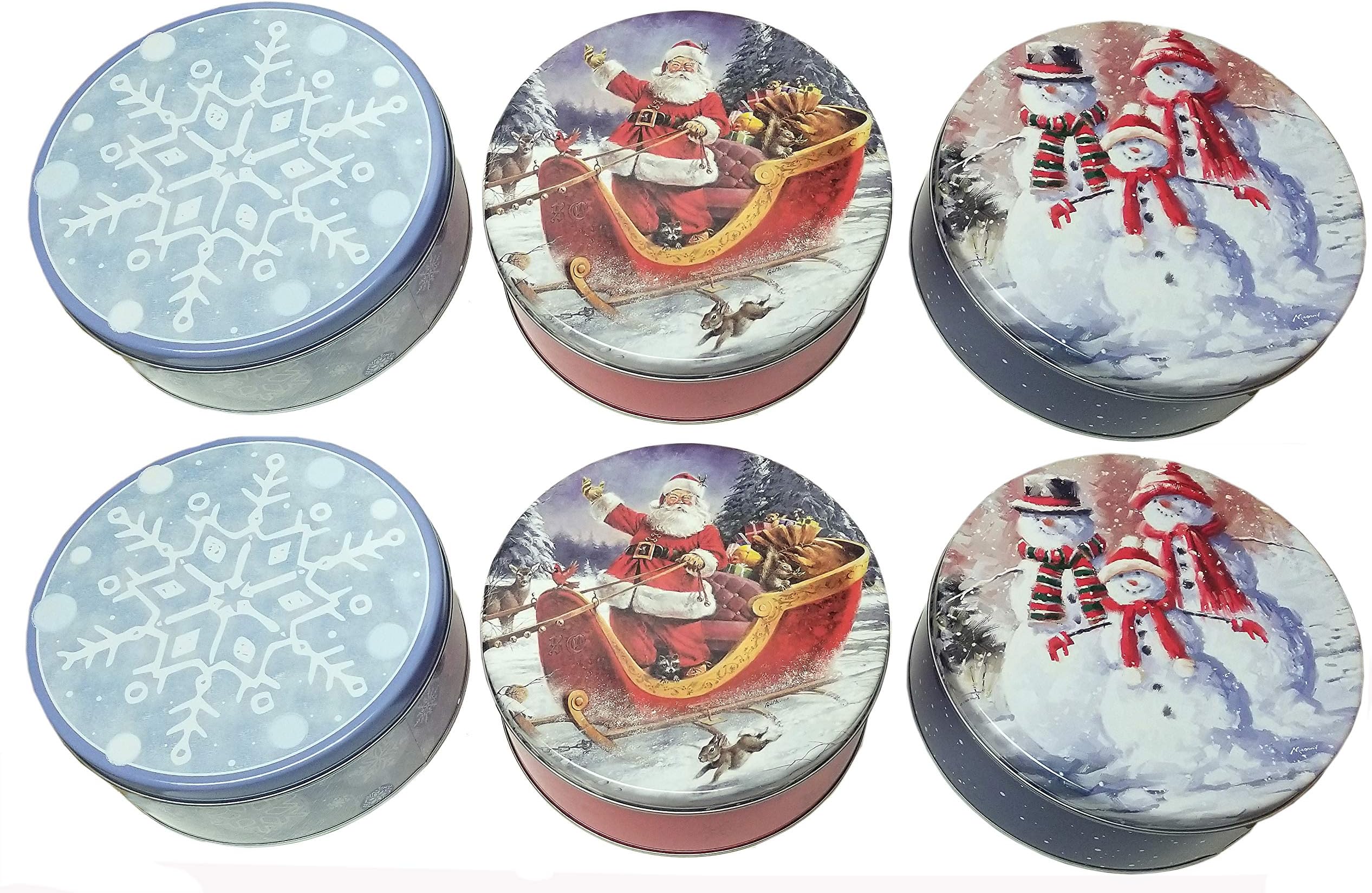 Amazon.com: Isohit 6 Pcs 7'' Christmas Cookie Tins with Lids Metal ...