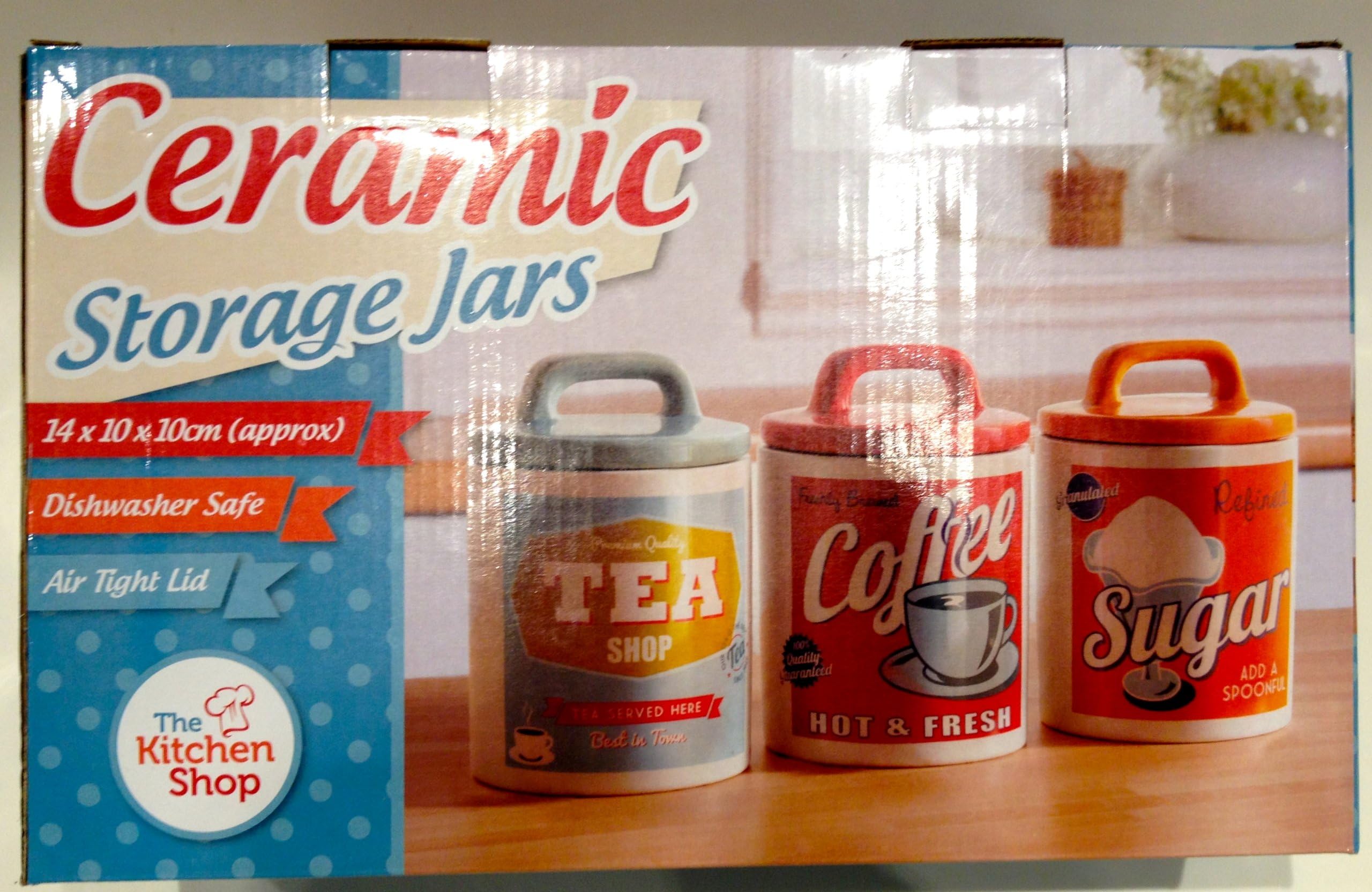 Retro Set 0f 3 Classic 50's Style Tea, Coffee & Sugar Ceramic Jars ...