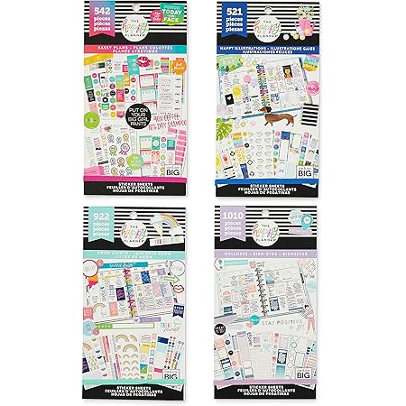 Amazon.com: Happy Planner 30 Sheet Sticker Book 4 Pack Bundle - 4 ...
