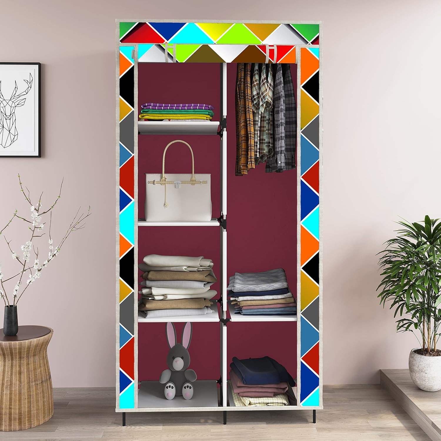 Eco Shopee SHOPPING SIMPLIFIED® Printed Collapsible Wardrobe Portable ...
