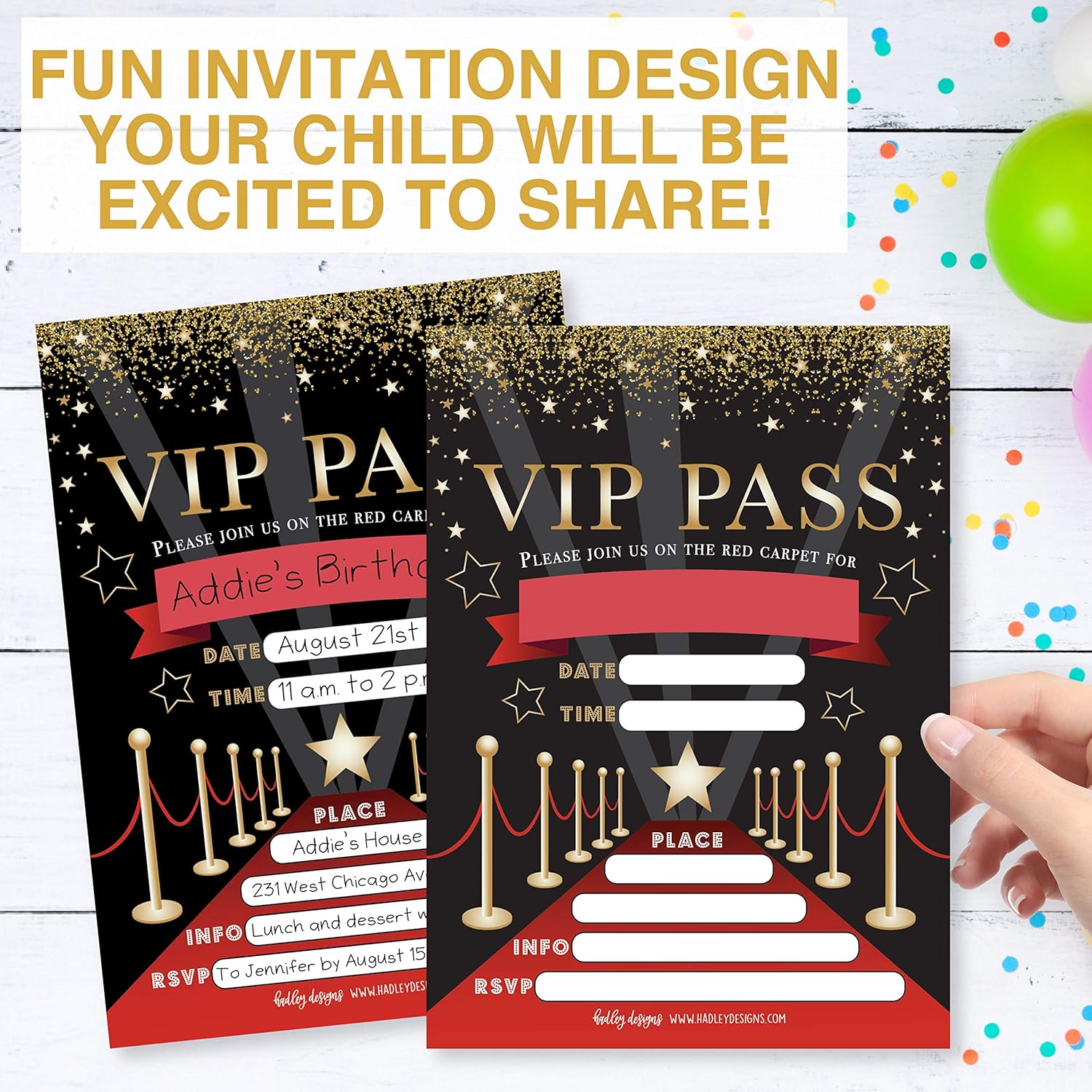 25 invitaciones de fiesta VIP Movie Night, Star Faux Glitter Ticket ...