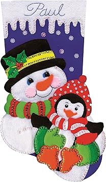 Amazon.com: Tobin DW5236 Snowman and Penguin Stocking Felt Applique Kit ...