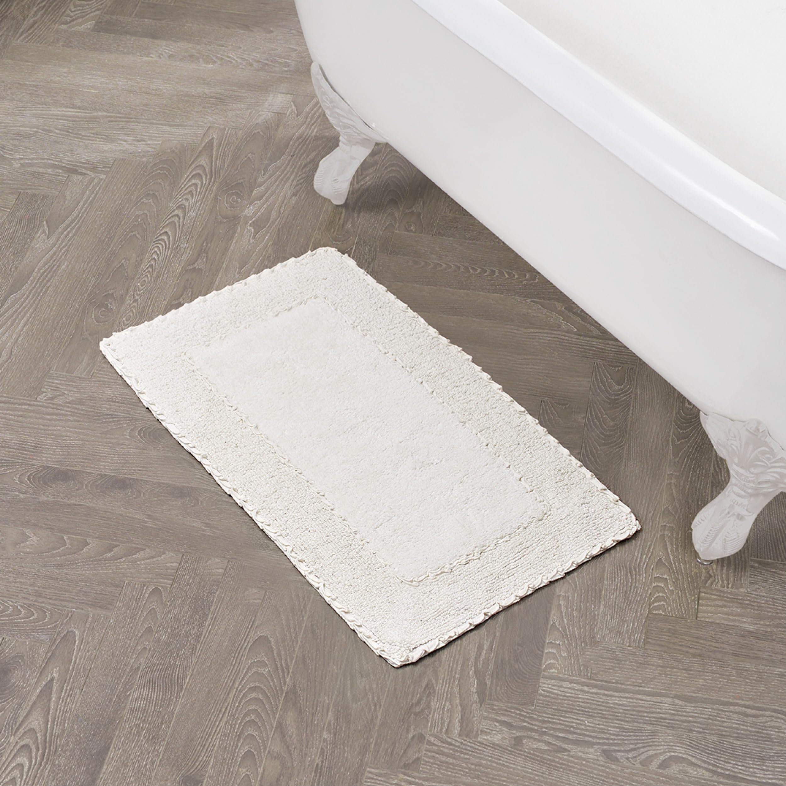 Amazon.com: Laura Ashley Ruffle Cotton 20" x 34" Bath Rug, Ivory : Home ...