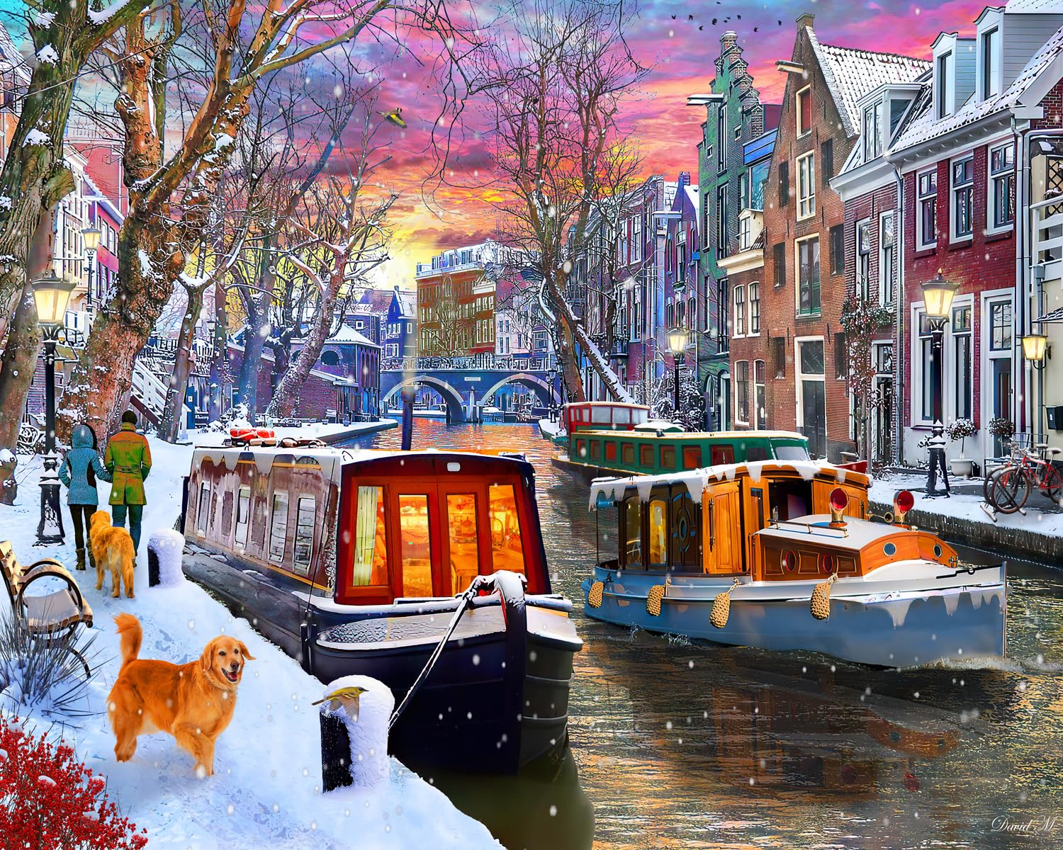 Vermont Christmas Company 'Winter Canal' Jigsaw Puzzle 1000 Piece ...