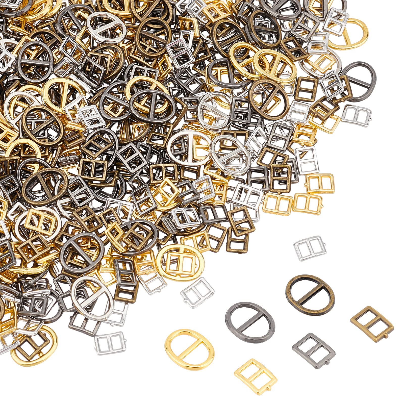 NBEADS 240 Pcs Sewing Mini Buckle, Miniature Buckles Adjuster Slides ...