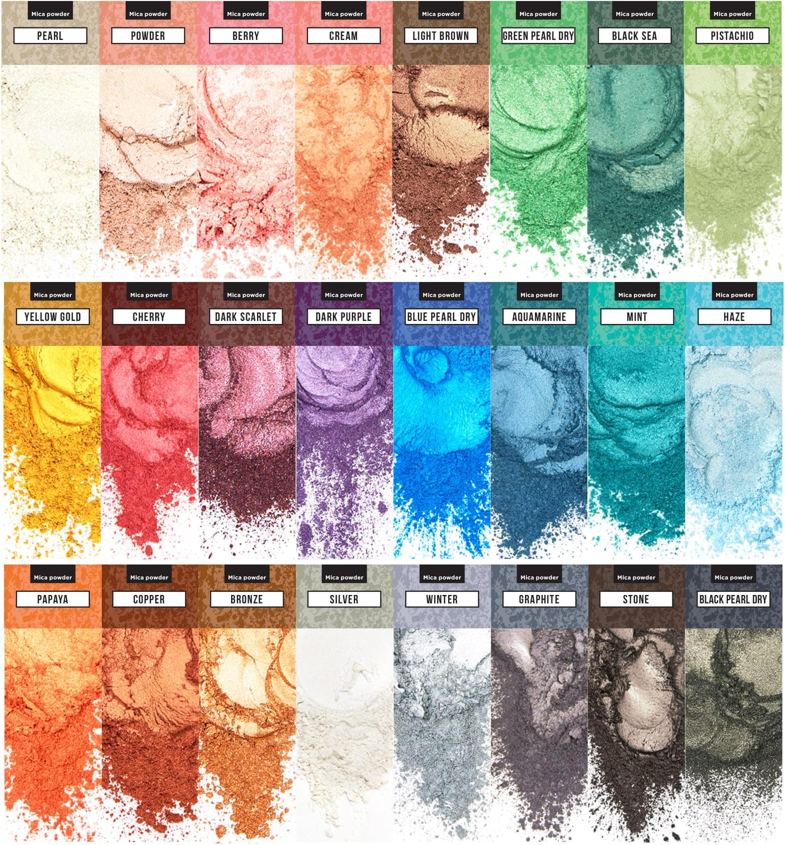 Mica Powder - 50 Colors Powdered Pigment Set for Soap Making, Epoxy ...